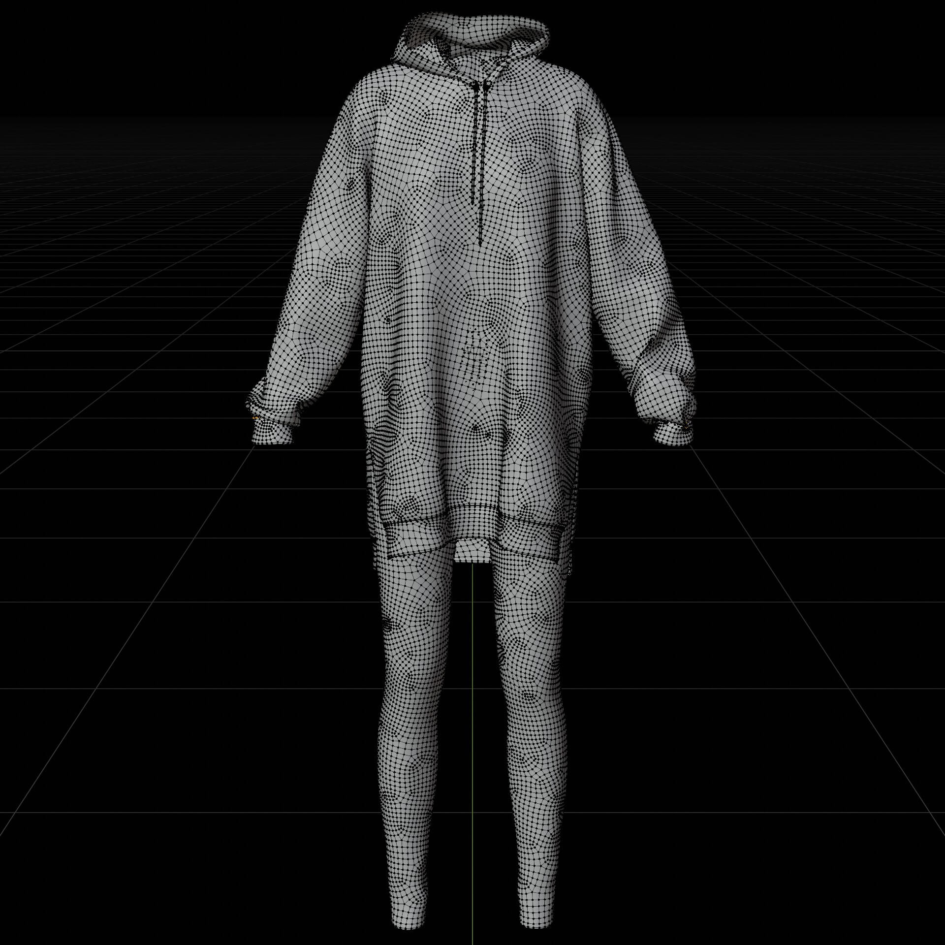 Goth Style Oversized Hoodie Fishnet Leggings Grunge Clothing - 3D Model ...