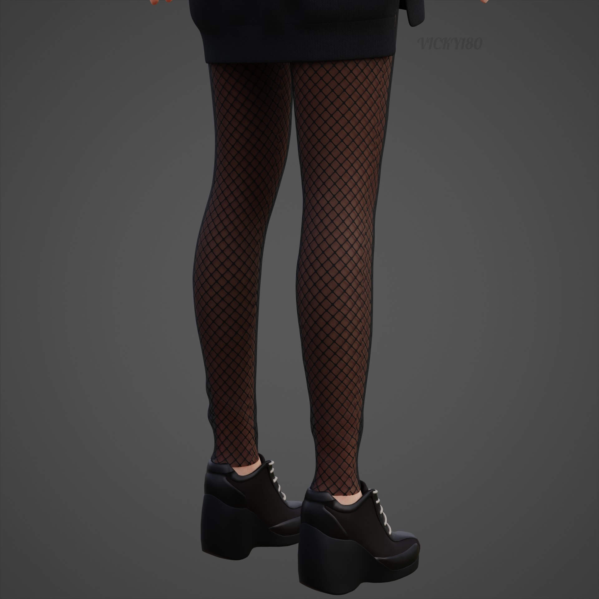 Goth Style Oversized Hoodie Fishnet Leggings Grunge Clothing - 3D Model ...