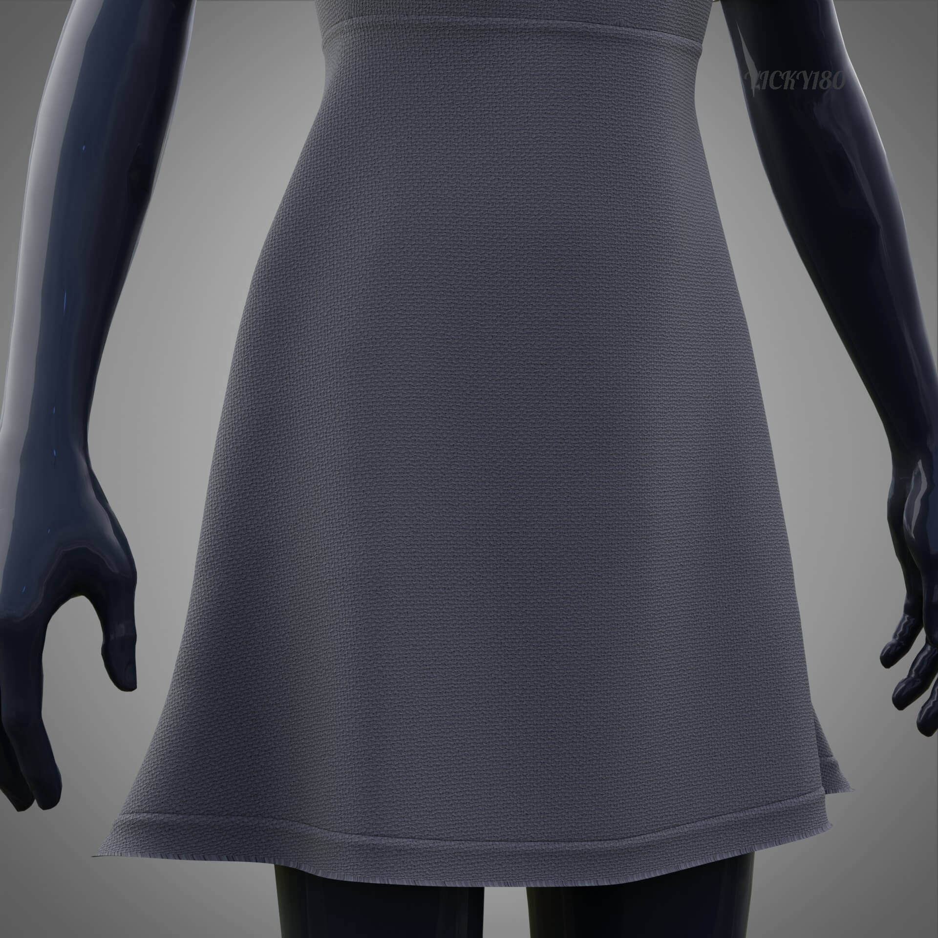 Gray Collared Formal Dress 3D Model by vicky180
