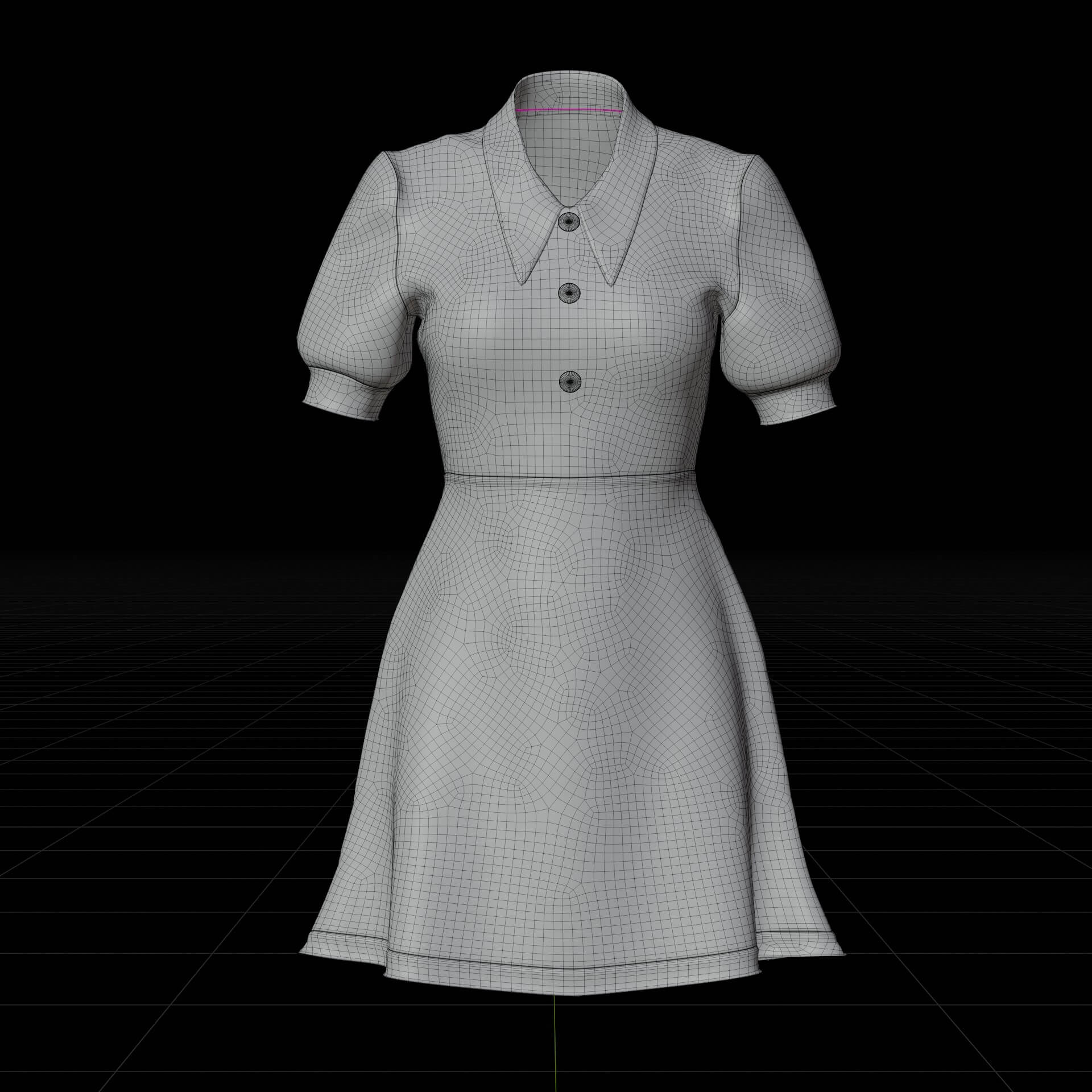 Gray Collared Formal Dress 3D Model by vicky180