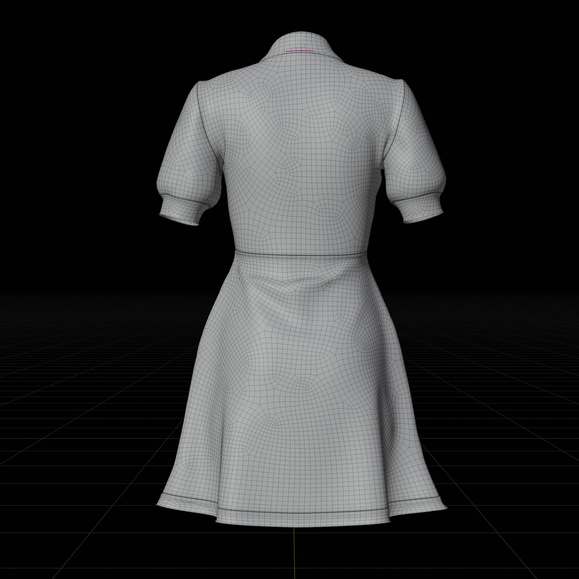 Gray Collared Formal Dress 3D Model by vicky180