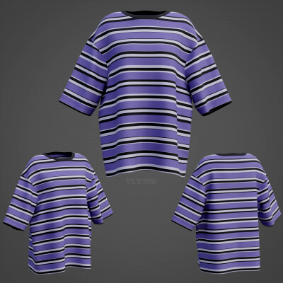 Harajuku Striped Shirts Women Short Sleeve Oversized T-Shirt 3D Model ...