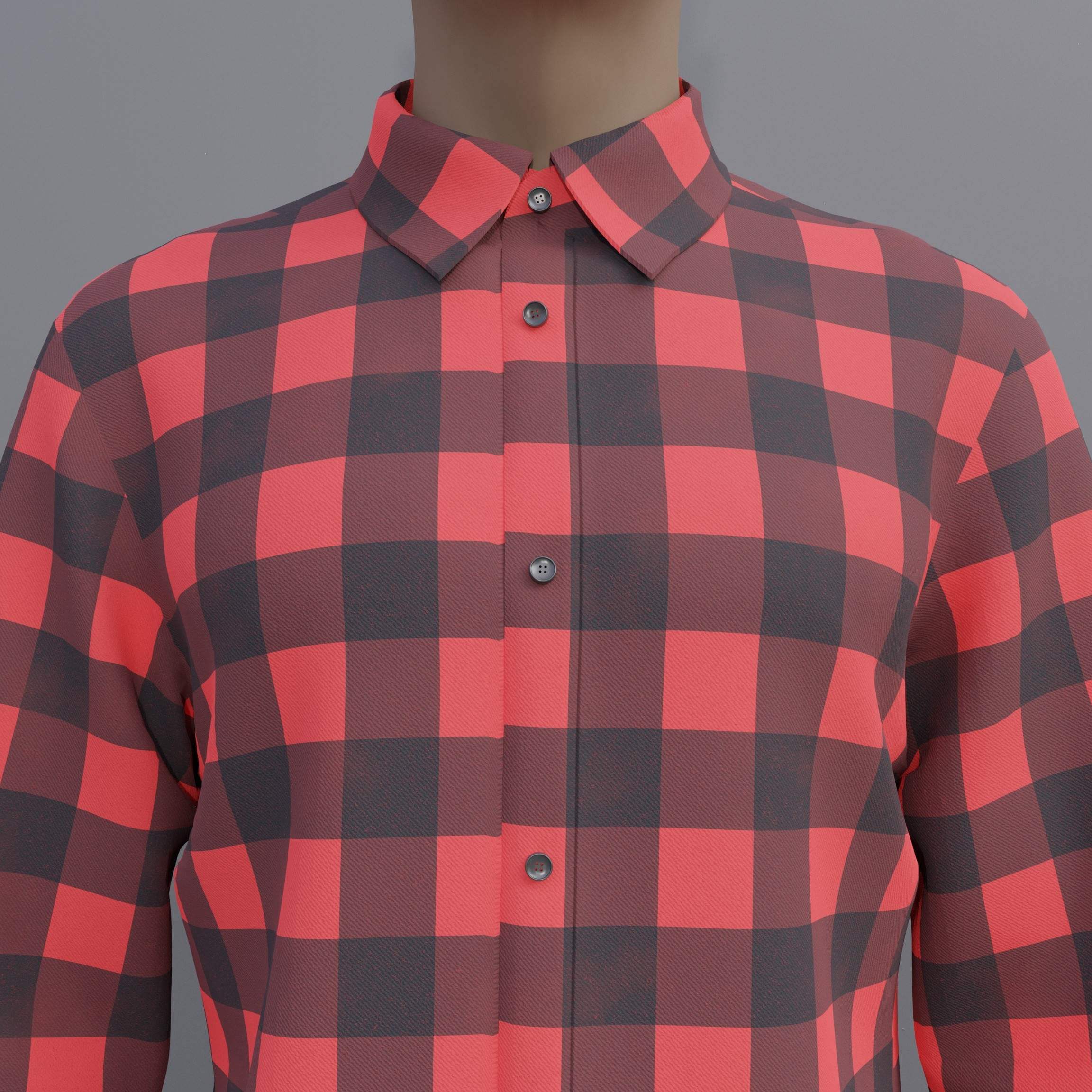 Male Button Up Shirt - 3D Model by vicky180