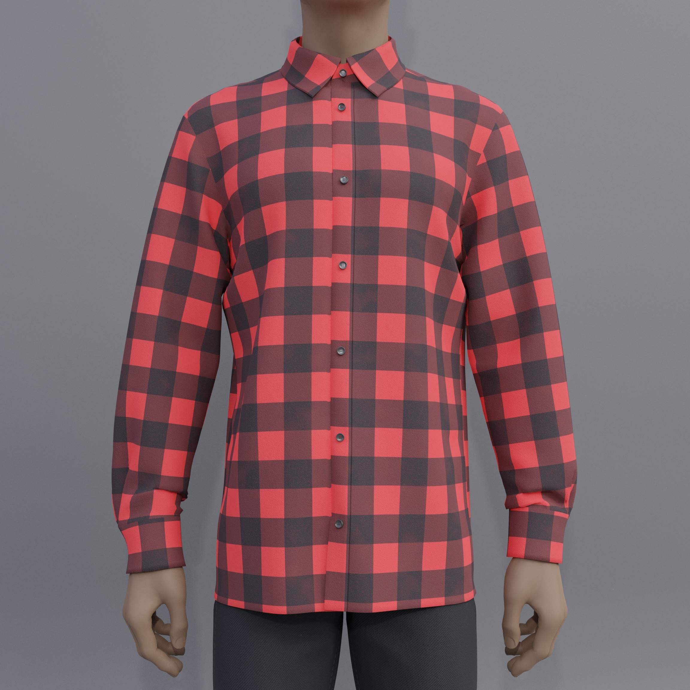Male Button Up Shirt - 3D Model by vicky180