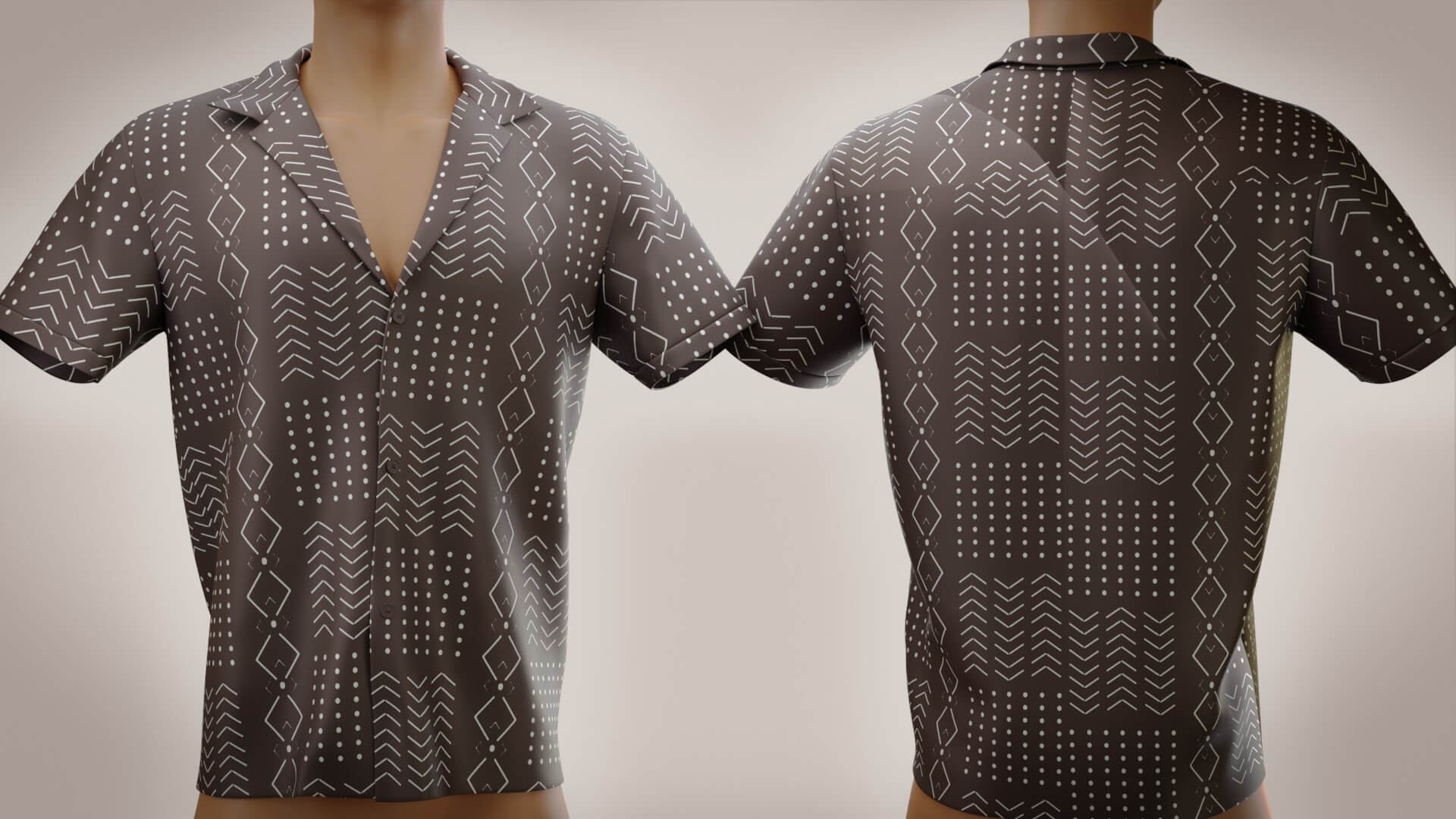 Male Silk Pattern Shirt - 3D Model by vicky180
