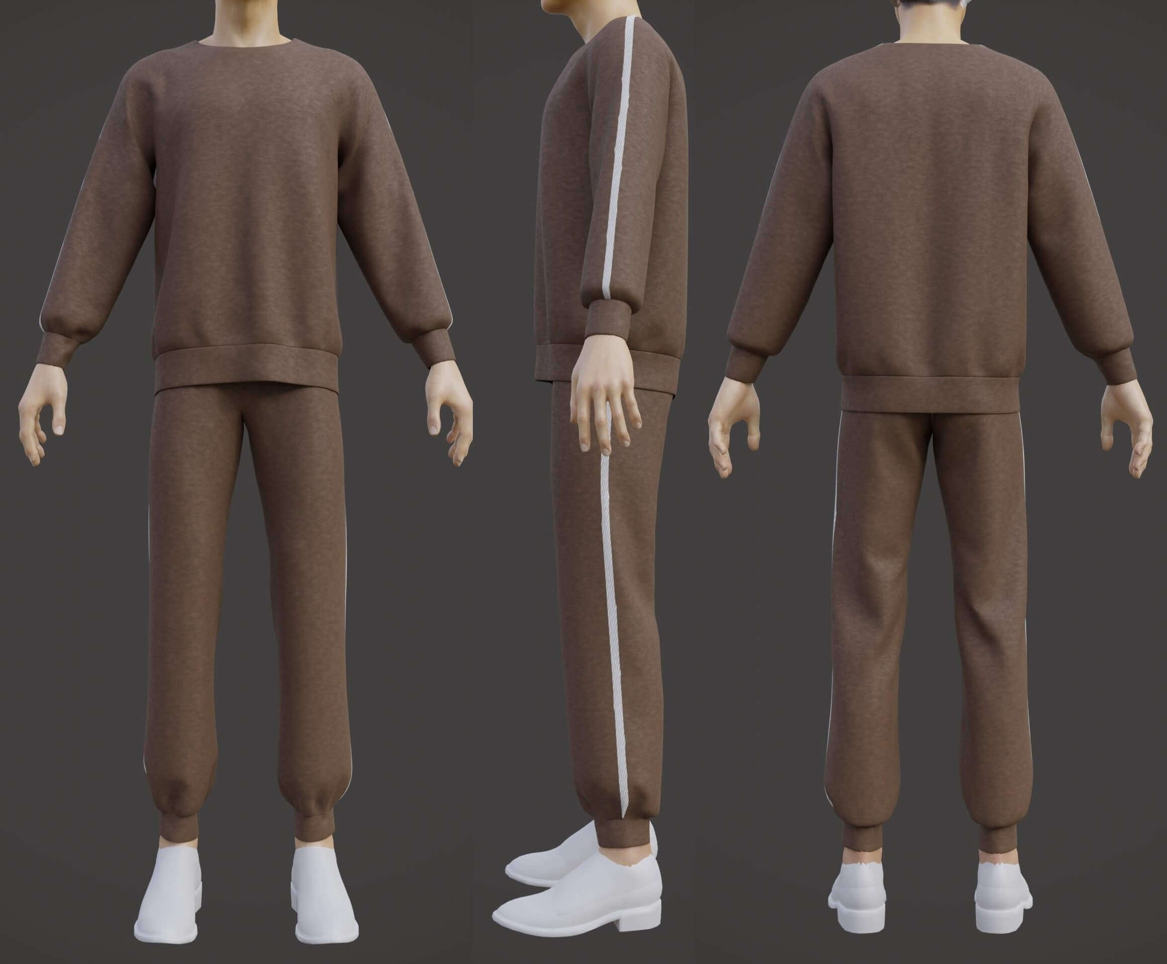 Male Tracksuit - Sweater and Joggers Trackset Outfit 3D Model by vicky180