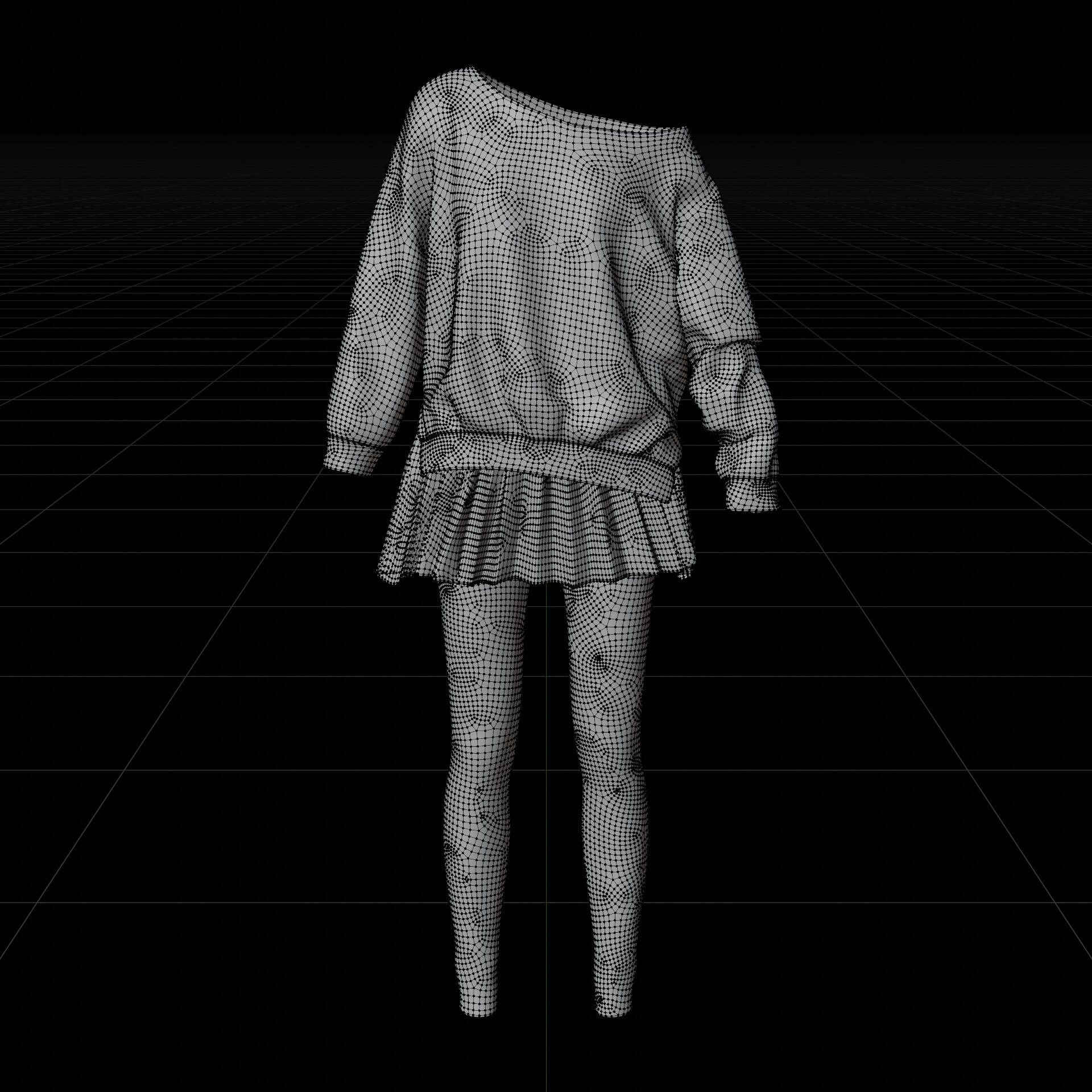 Plaid Skirt and Knit Sweater With Fishnet Tights Y2K Outfit - 3D Model ...