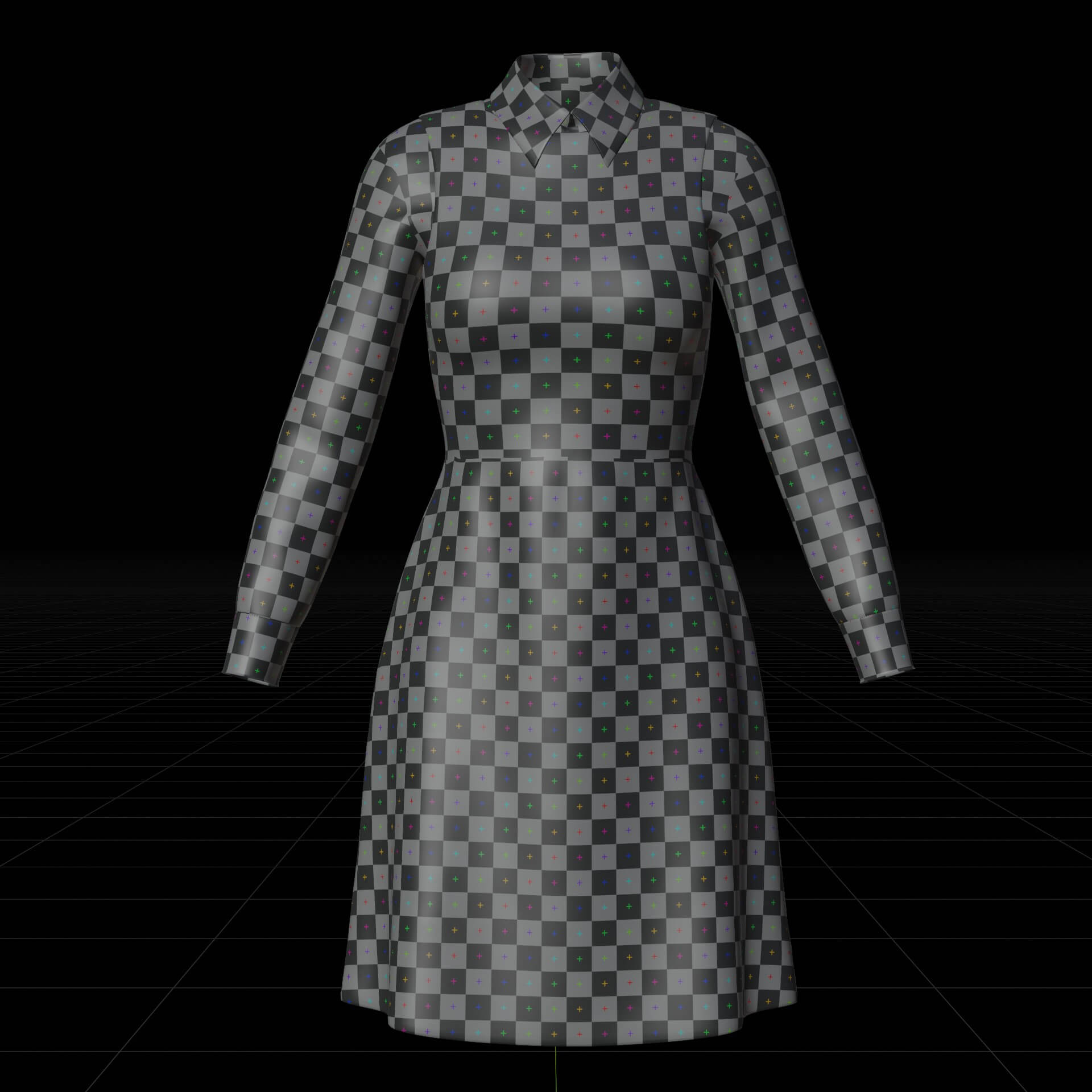Plaid Uniform Dress - Checkered Dress and Shirt Outfit 3D Model by vicky180