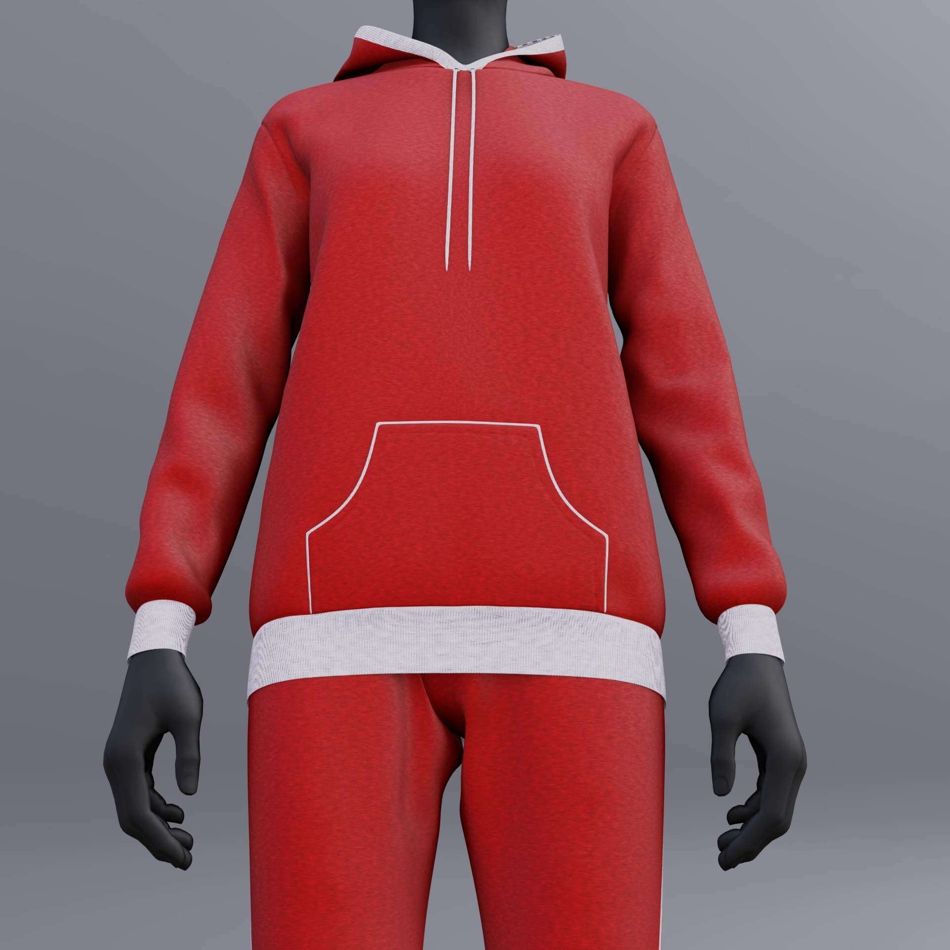 Red Tracksuit - Hoodie and Sweatpants 3D Model by vicky180