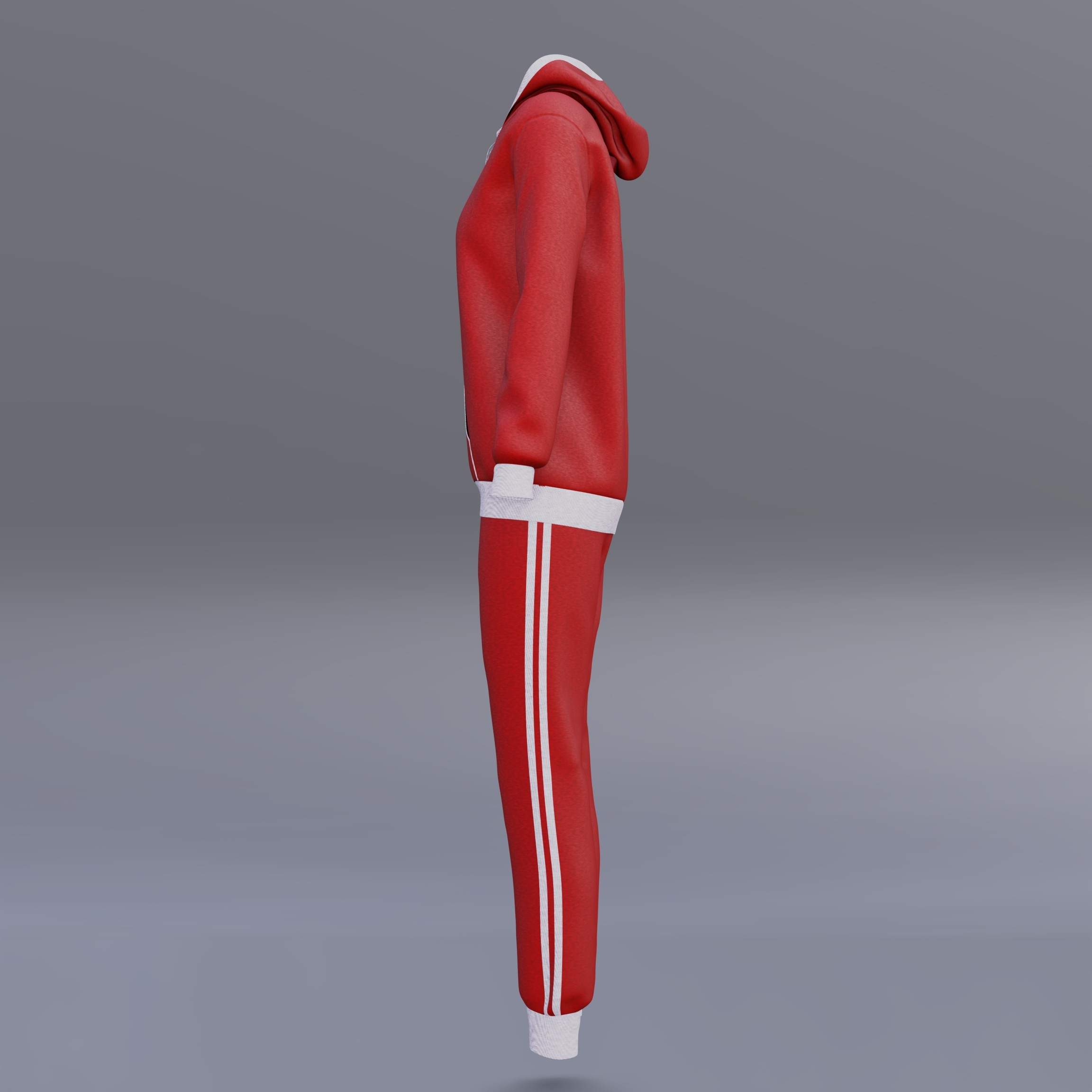 Red Tracksuit - Hoodie and Sweatpants 3D Model by vicky180