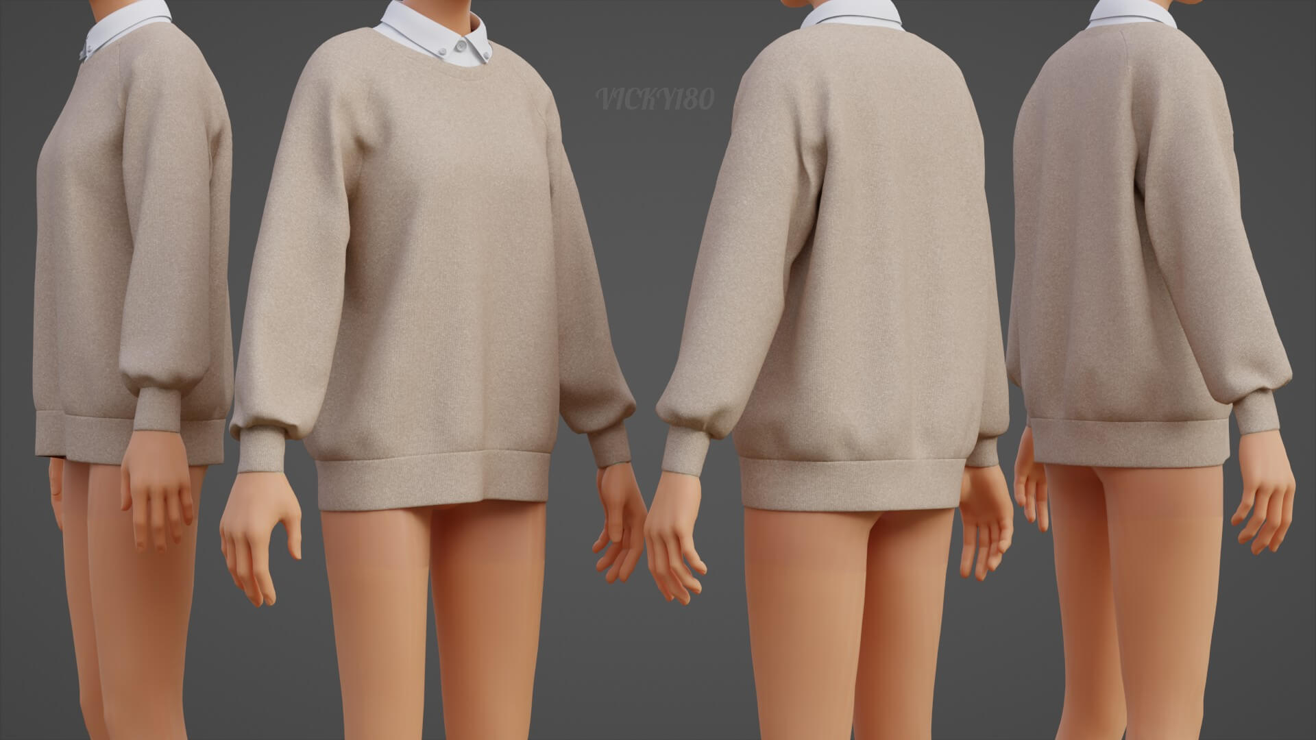 Sweater and Collared Shirt - Knit Pullover formal clothing 3D Model by ...