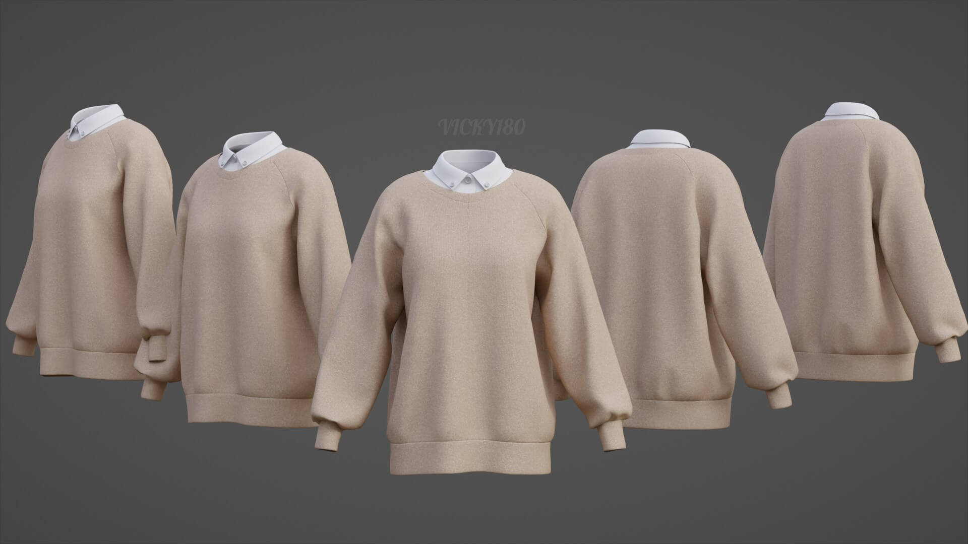 Sweater and Collared Shirt - Knit Pullover formal clothing 3D Model by ...