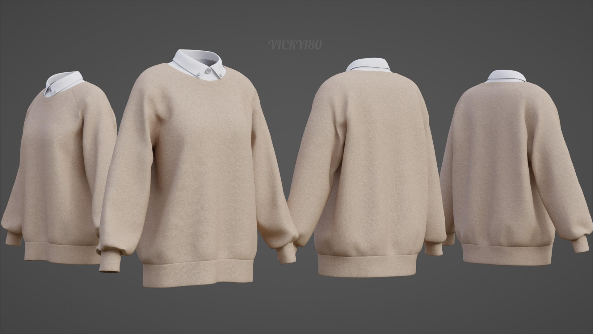 Sweater and Collared Shirt - Knit Pullover formal clothing 3D Model by ...