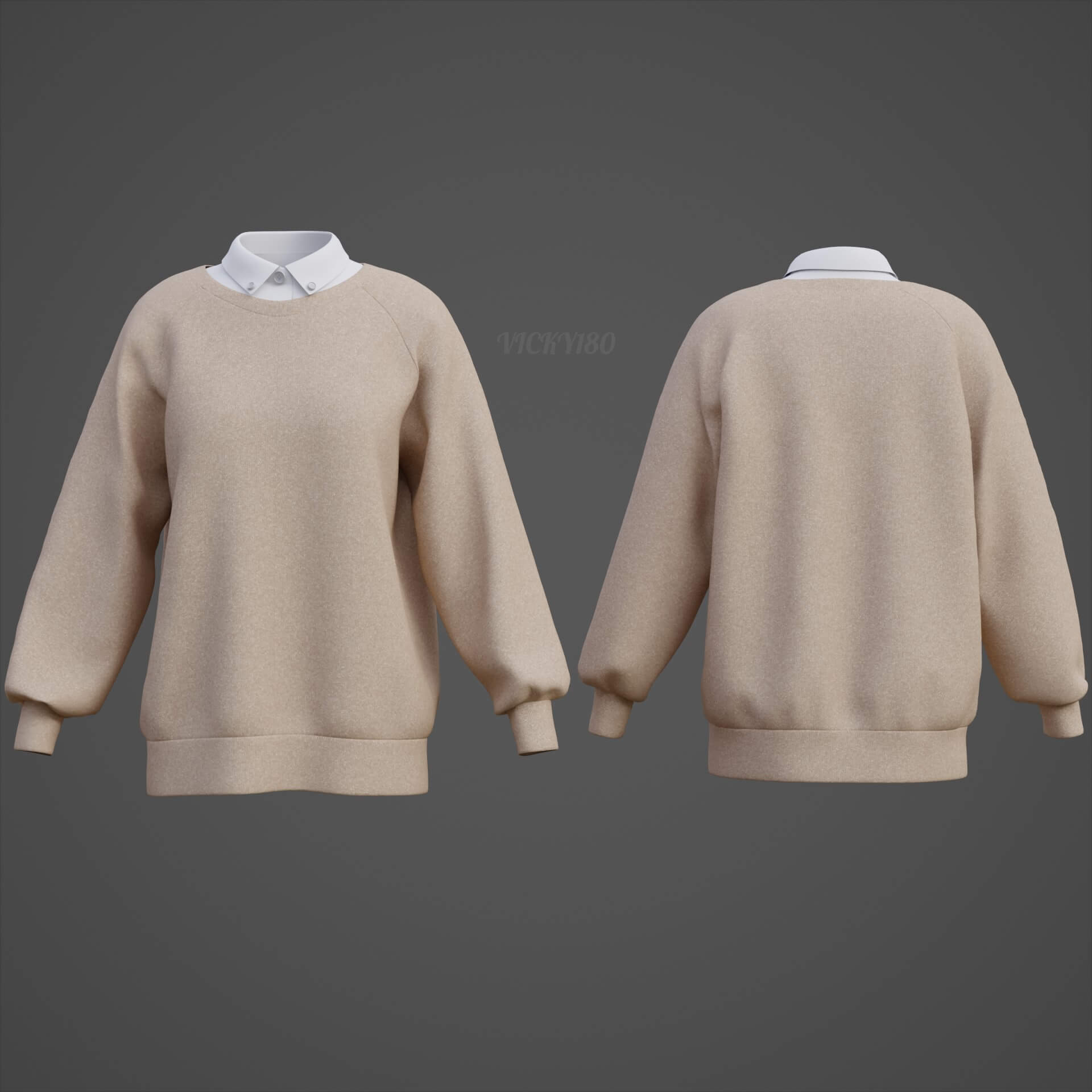 Sweater and Collared Shirt - Knit Pullover formal clothing 3D Model by ...