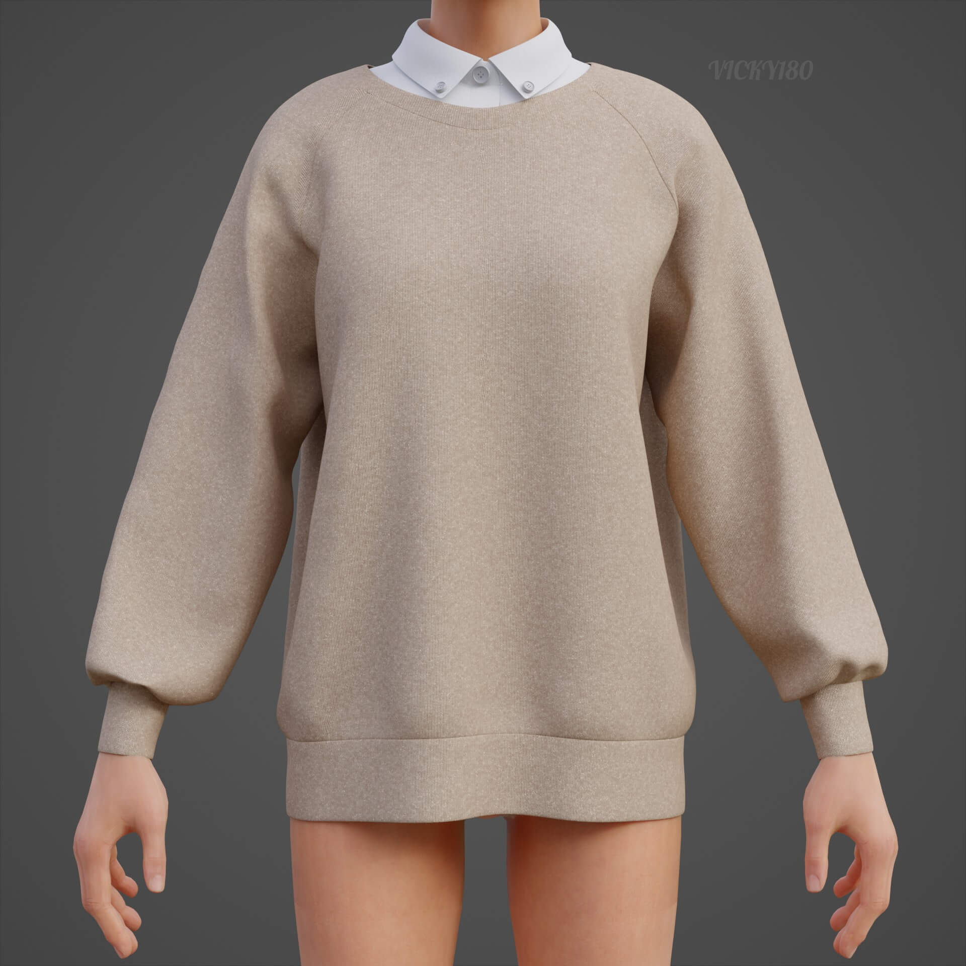 Sweater and Collared Shirt - Knit Pullover formal clothing 3D Model by ...