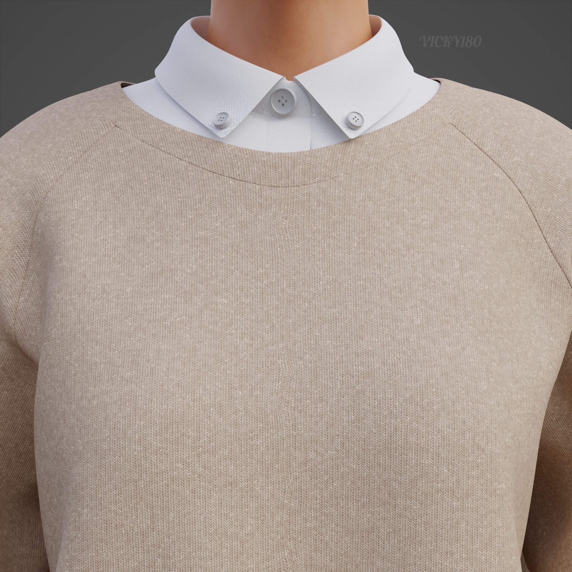 Sweater and Collared Shirt - Knit Pullover formal clothing 3D Model by ...