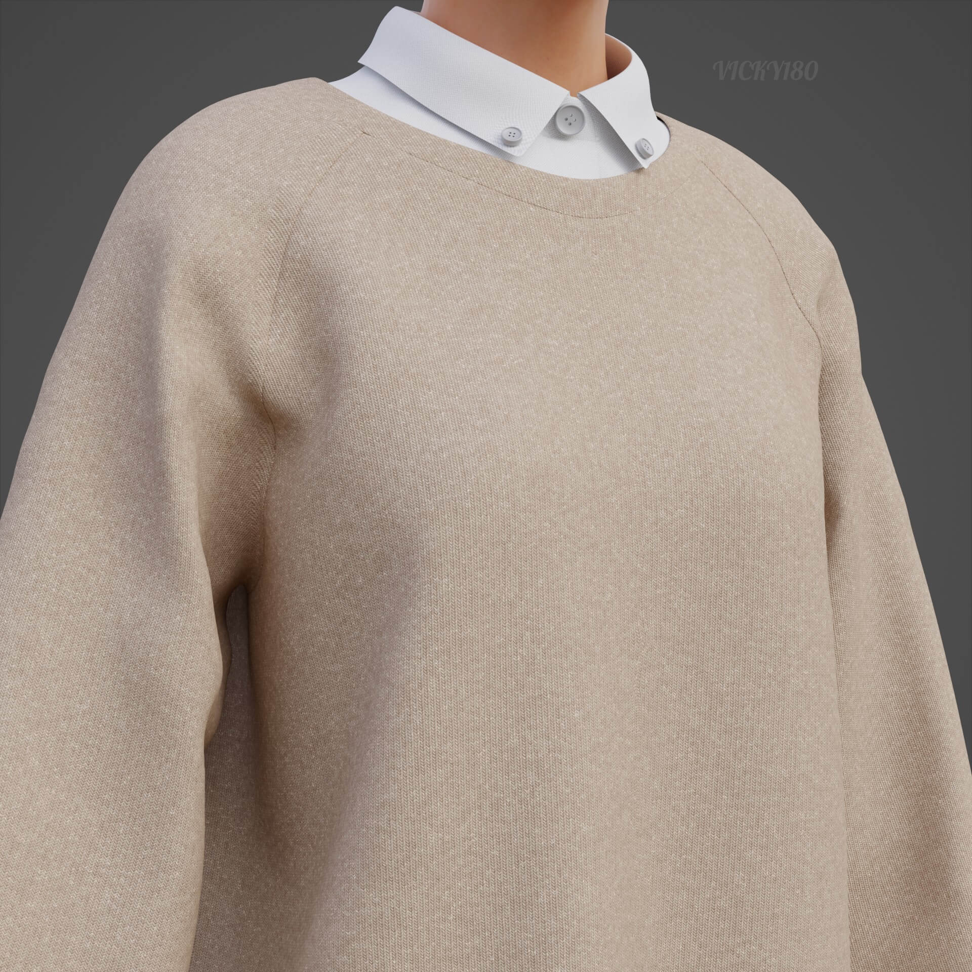 Sweater and Collared Shirt - Knit Pullover formal clothing 3D Model by ...