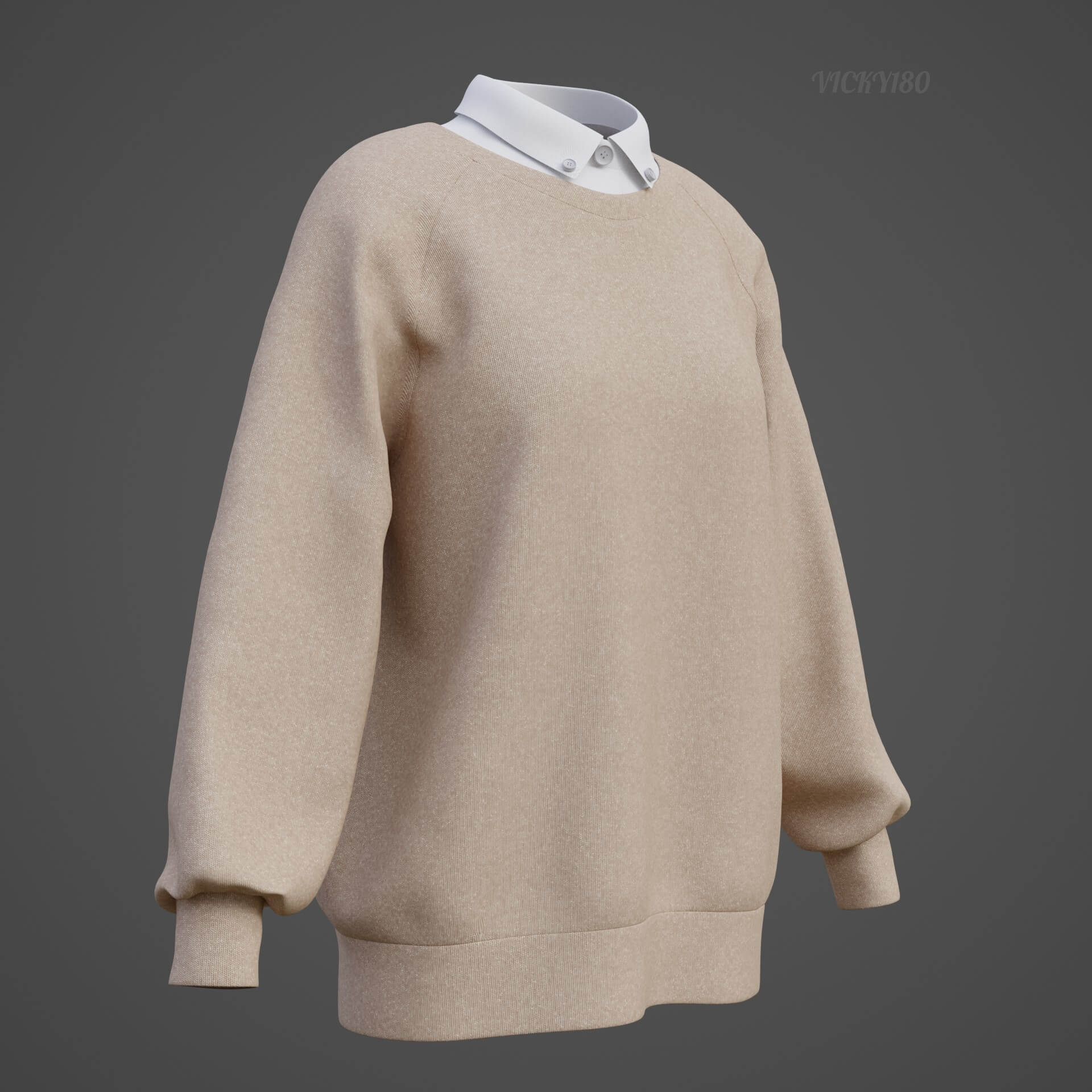 Sweater and Collared Shirt - Knit Pullover formal clothing 3D Model by ...