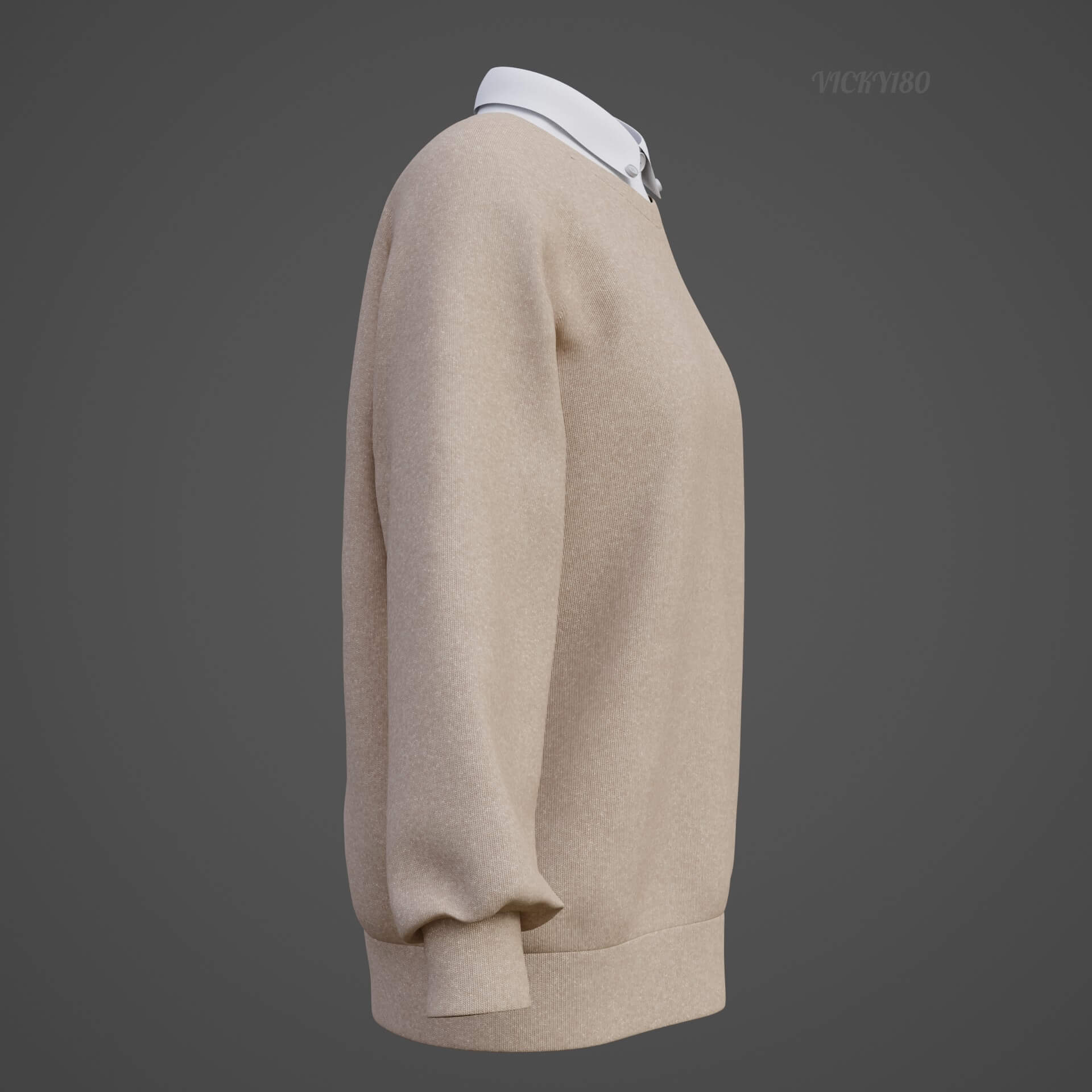 Sweater and Collared Shirt - Knit Pullover formal clothing 3D Model by ...