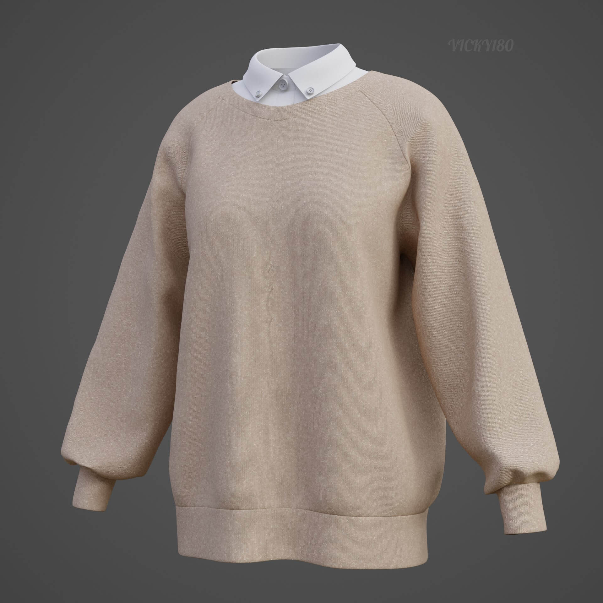 Sweater and Collared Shirt - Knit Pullover formal clothing 3D Model by ...