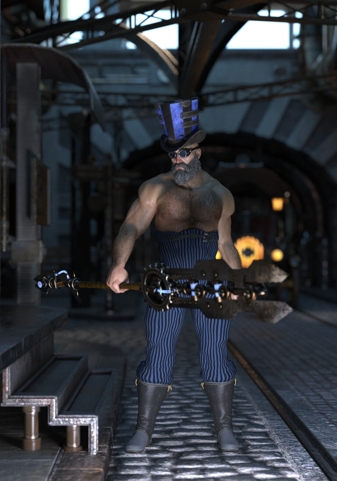 He's a Steam Punk Hero 3D Render, Digital Art by vicster56