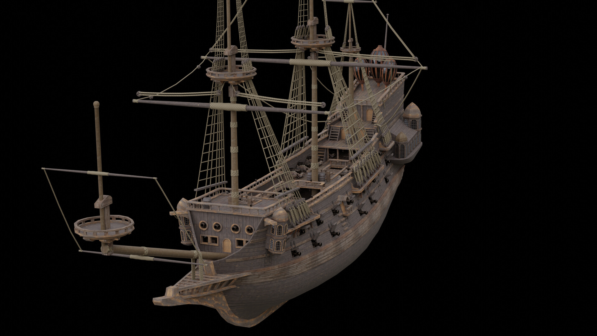 Pirates Ship Galleon Sailing Ship Game Ready - 3D Model by victorartonomy