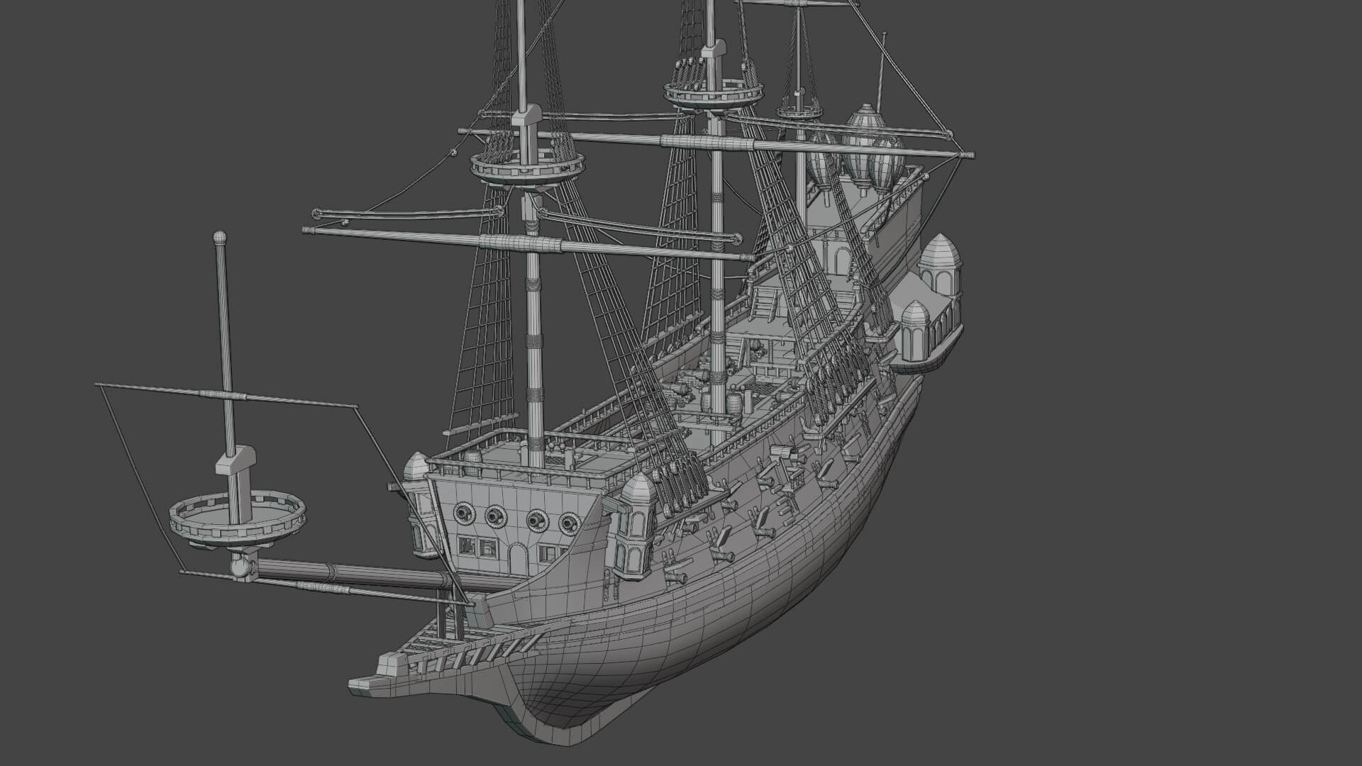 Pirates Ship Galleon Sailing Ship Game Ready - 3D Model by victorartonomy