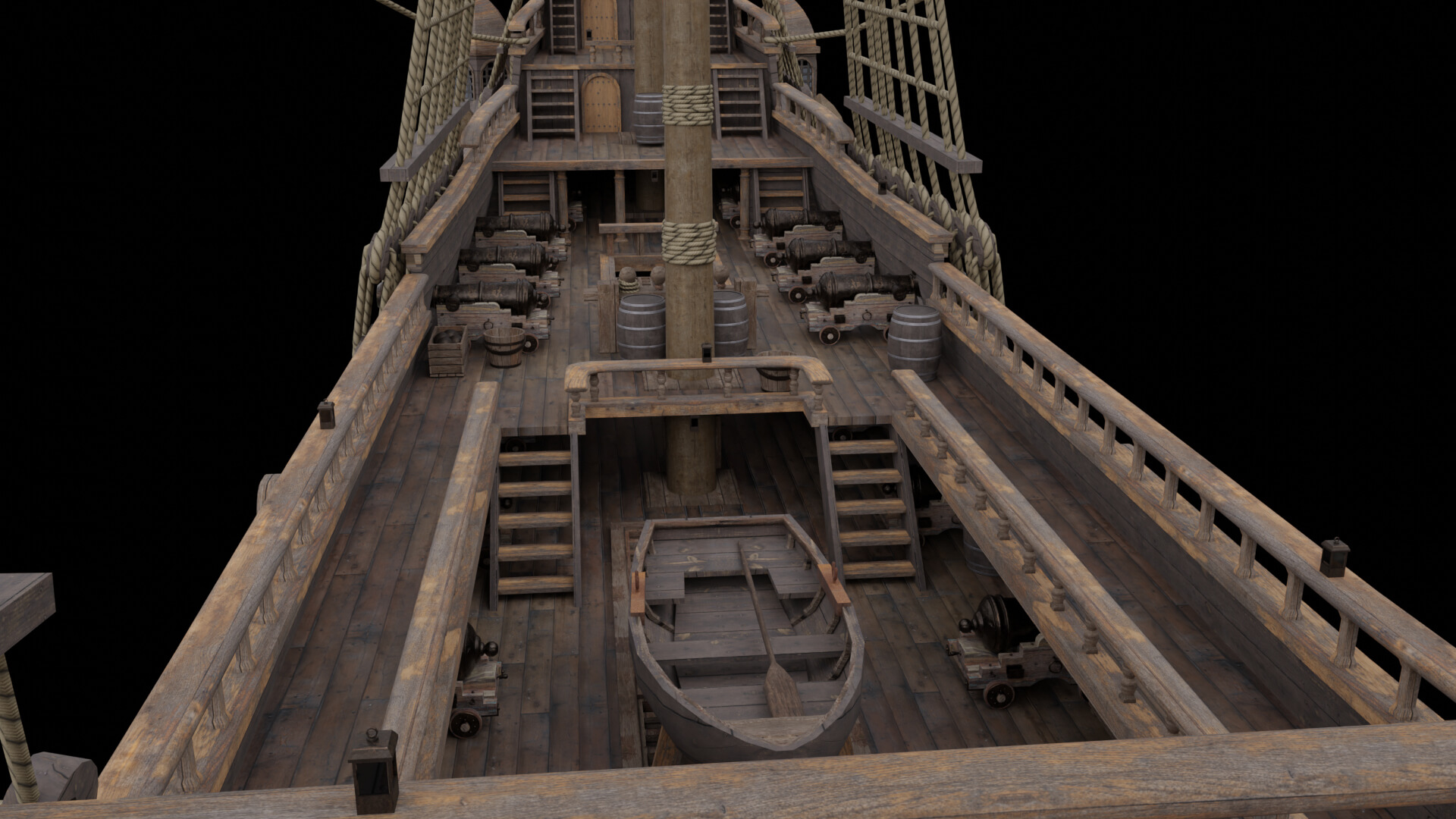 Pirates Ship Galleon Sailing Ship Game Ready - 3D Model by victorartonomy