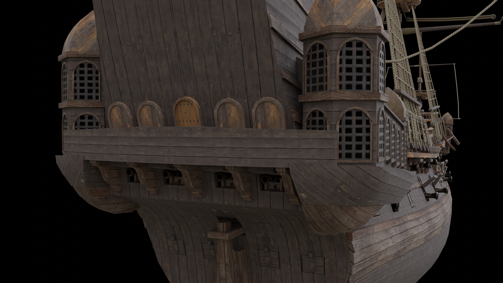 Pirates Ship Galleon Sailing Ship Game Ready - 3D Model by victorartonomy