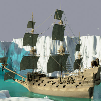 Pirates Ship Galleon Sailing Ship Game Ready - 3D Model by victorartonomy