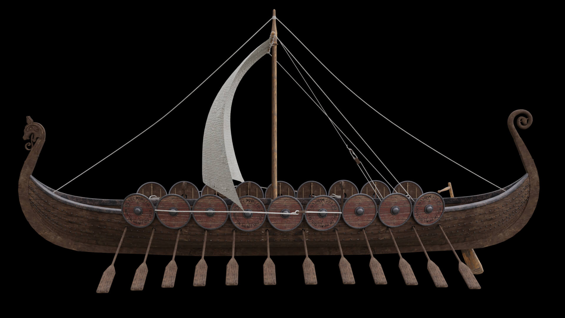 Viking Realistic Longship- Karvi- Boat Game Ready Low Poly 3D Model by victorartonomy