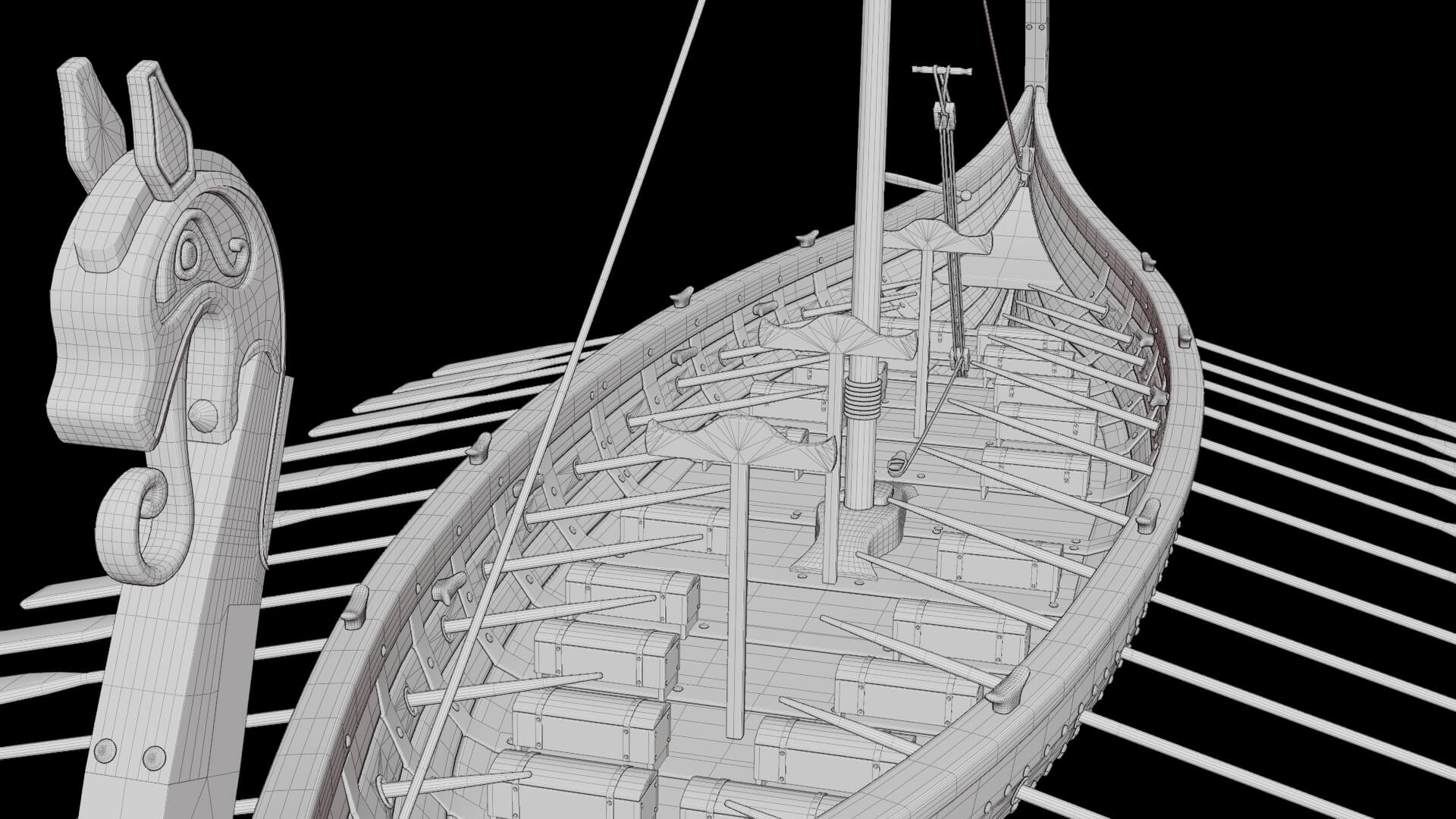 Viking Realistic Longship- Karvi- Boat Game Ready Low Poly 3D Model by victorartonomy