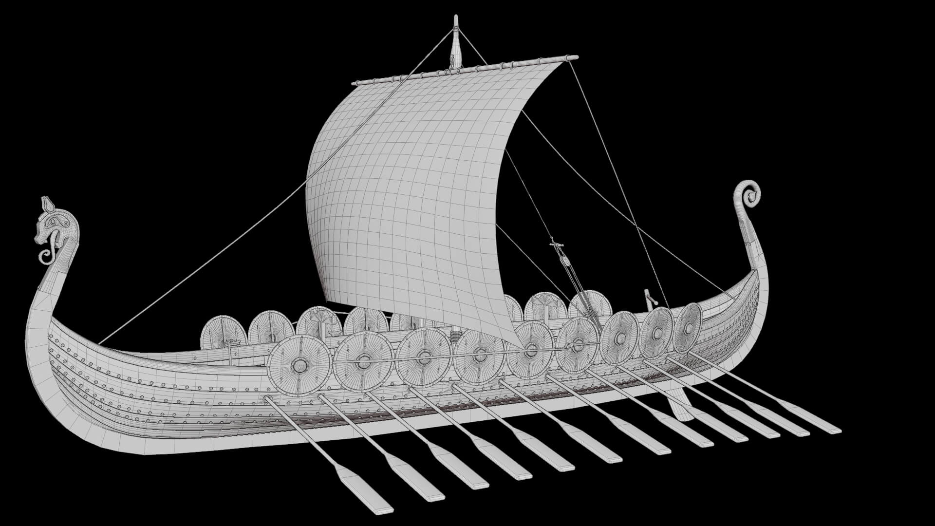 Viking Realistic Longship- Karvi- Boat Game Ready Low Poly 3D Model by ...