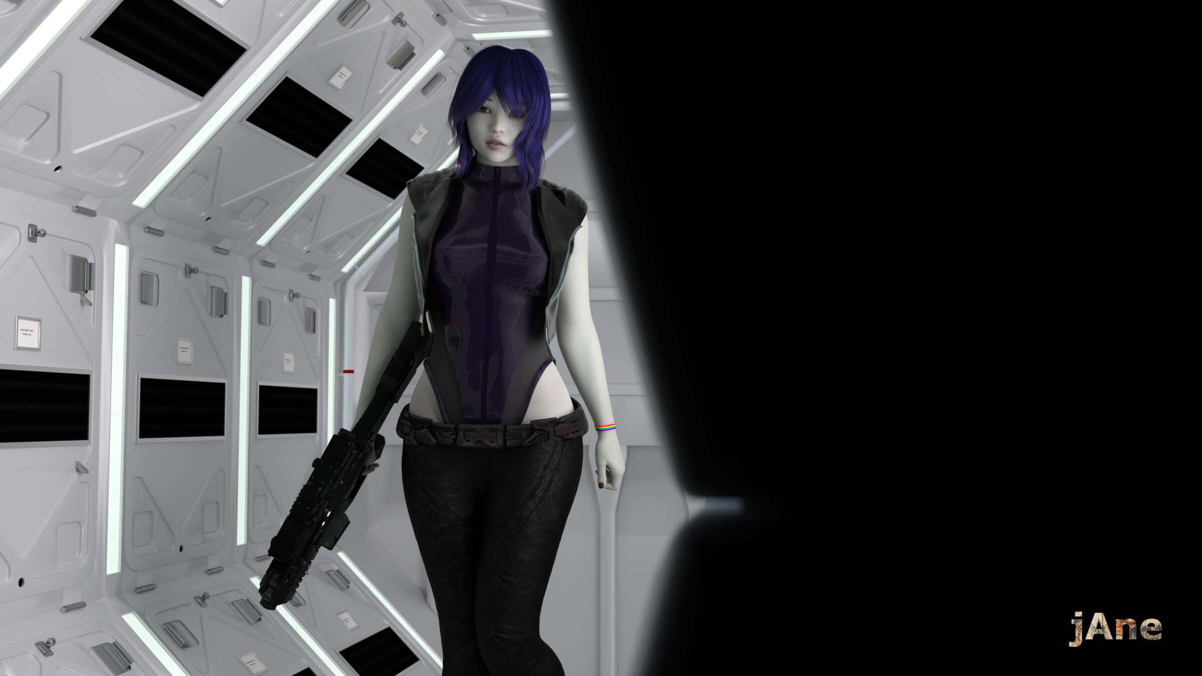 Motoko 3D Render, Digital Art by Vince