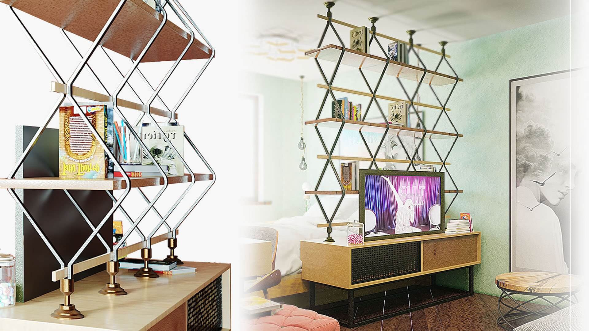 Romboidale Bookshelf - 3D Model by vip-demiurg