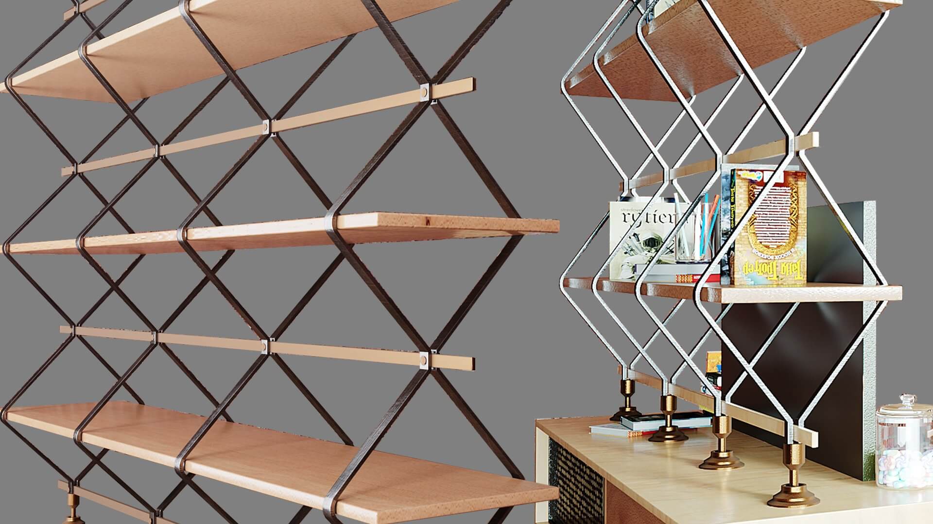 Romboidale Bookshelf - 3D Model by vip-demiurg