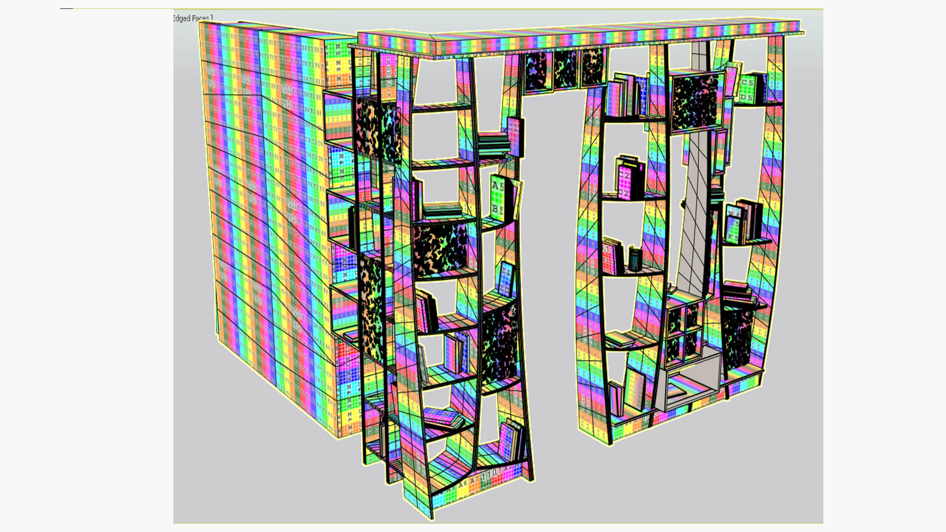 Wooden Bookcase With Moss Inserts - 3D Model by vip-demiurg