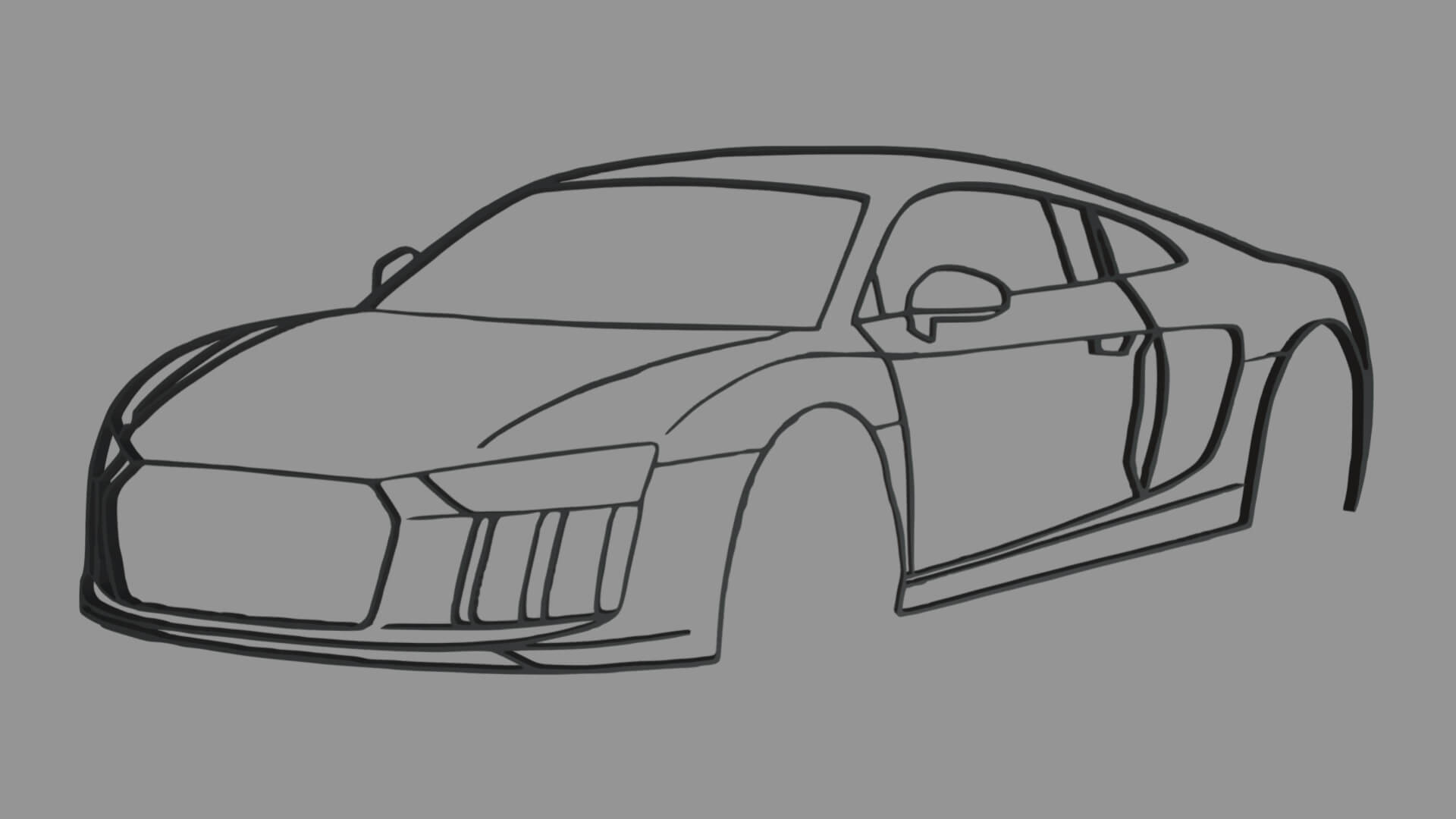 Audi R8 Perspective Wall Silhouette - 3D Model by ViperJr3D