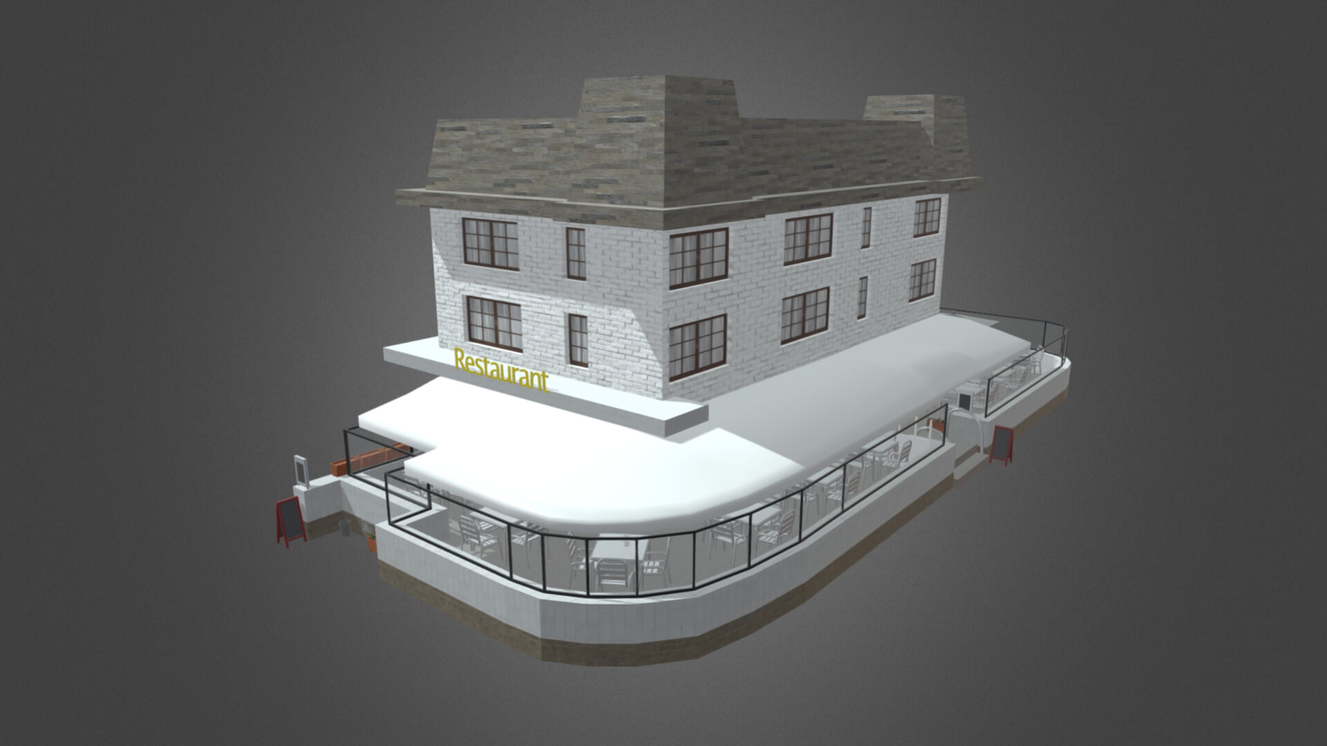 Bar Restaurant City Pack 01 Low Poly - 3D Model by ViperJr3D