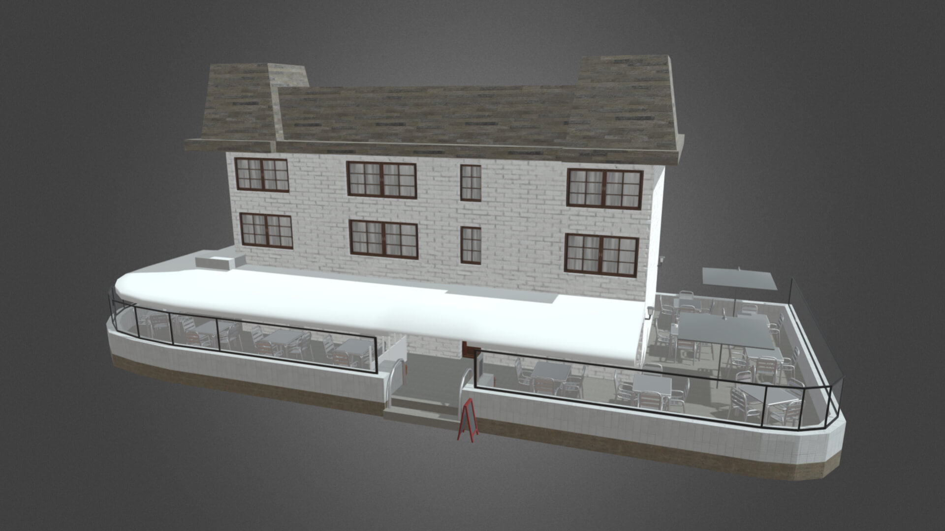 Bar Restaurant City Pack 01 Low Poly - 3D Model by ViperJr3D