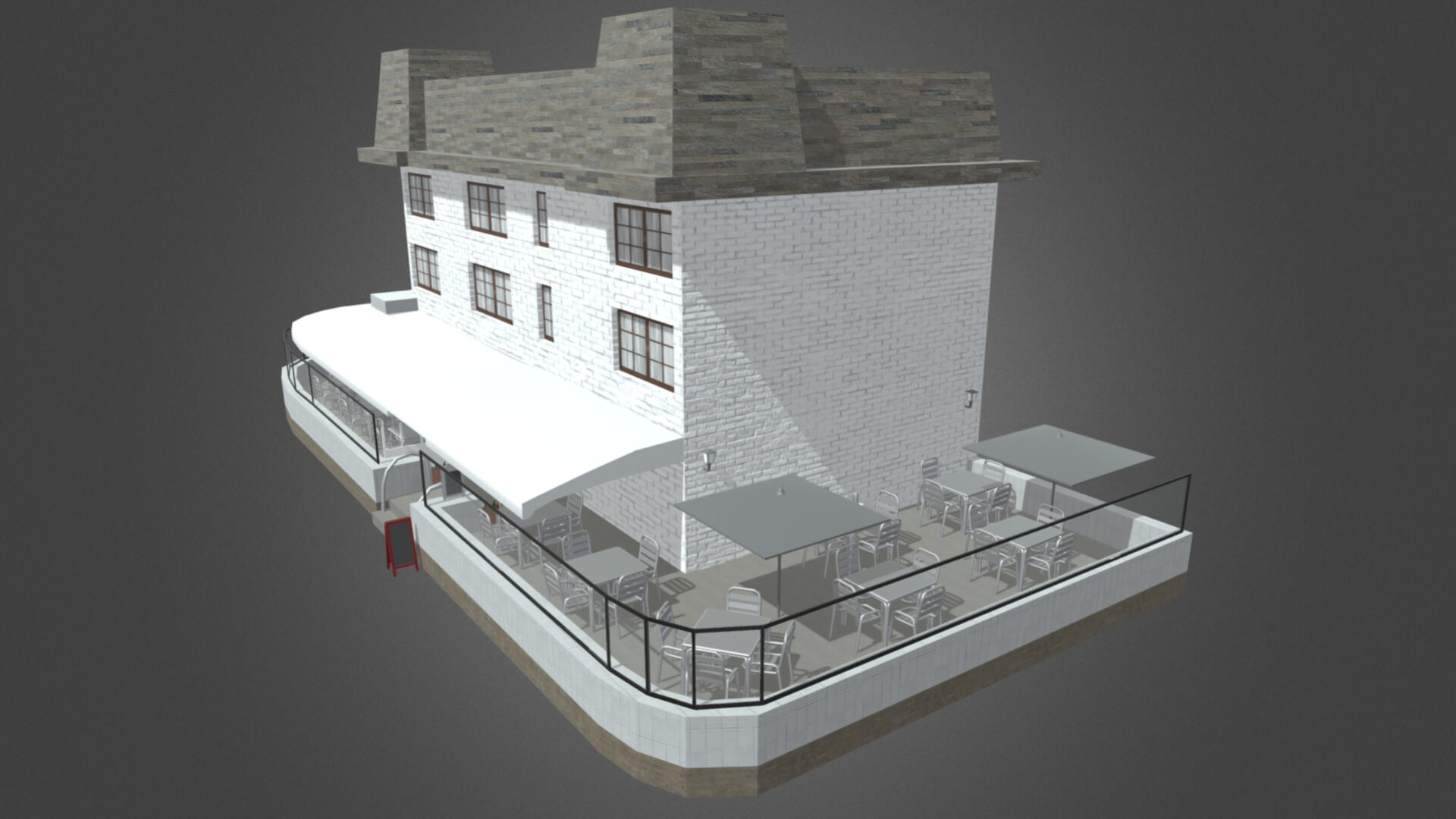 Bar Restaurant City Pack 01 Low Poly - 3D Model by ViperJr3D