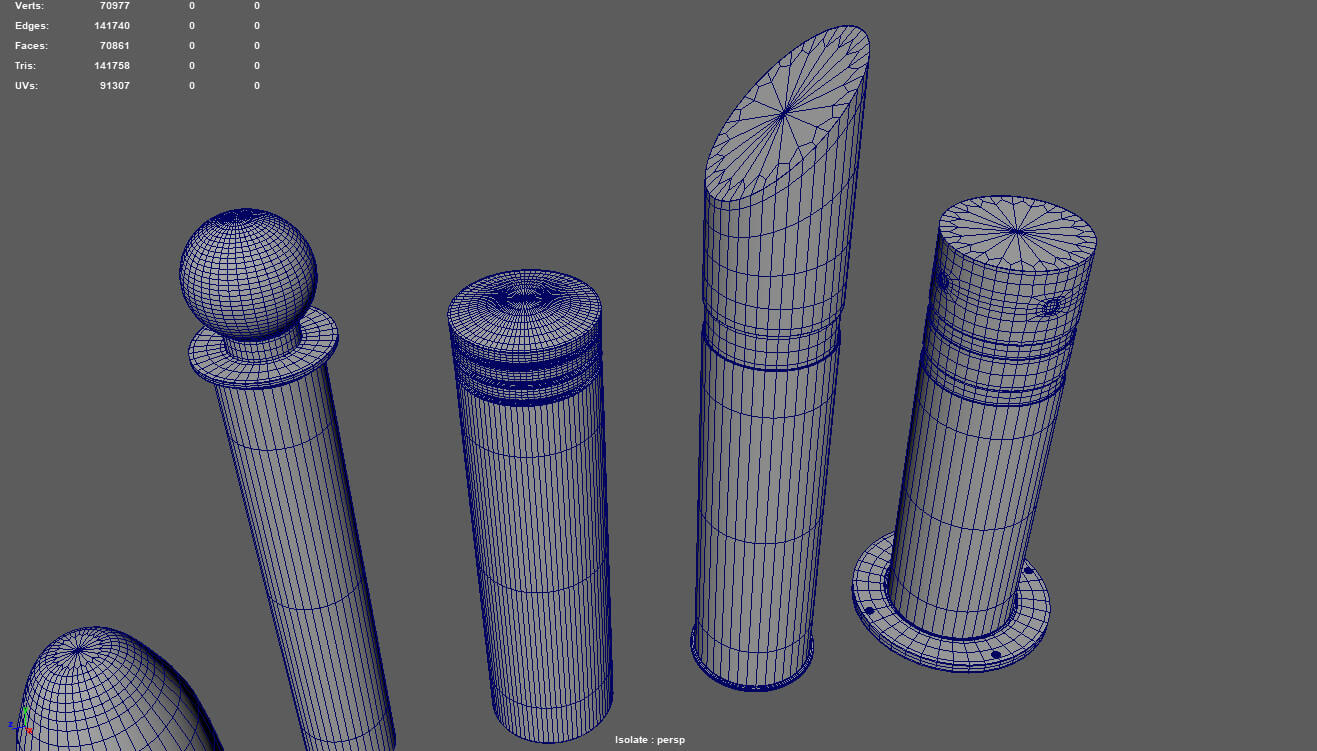 Bollards Pack Street - 3D Model by ViperJr3D