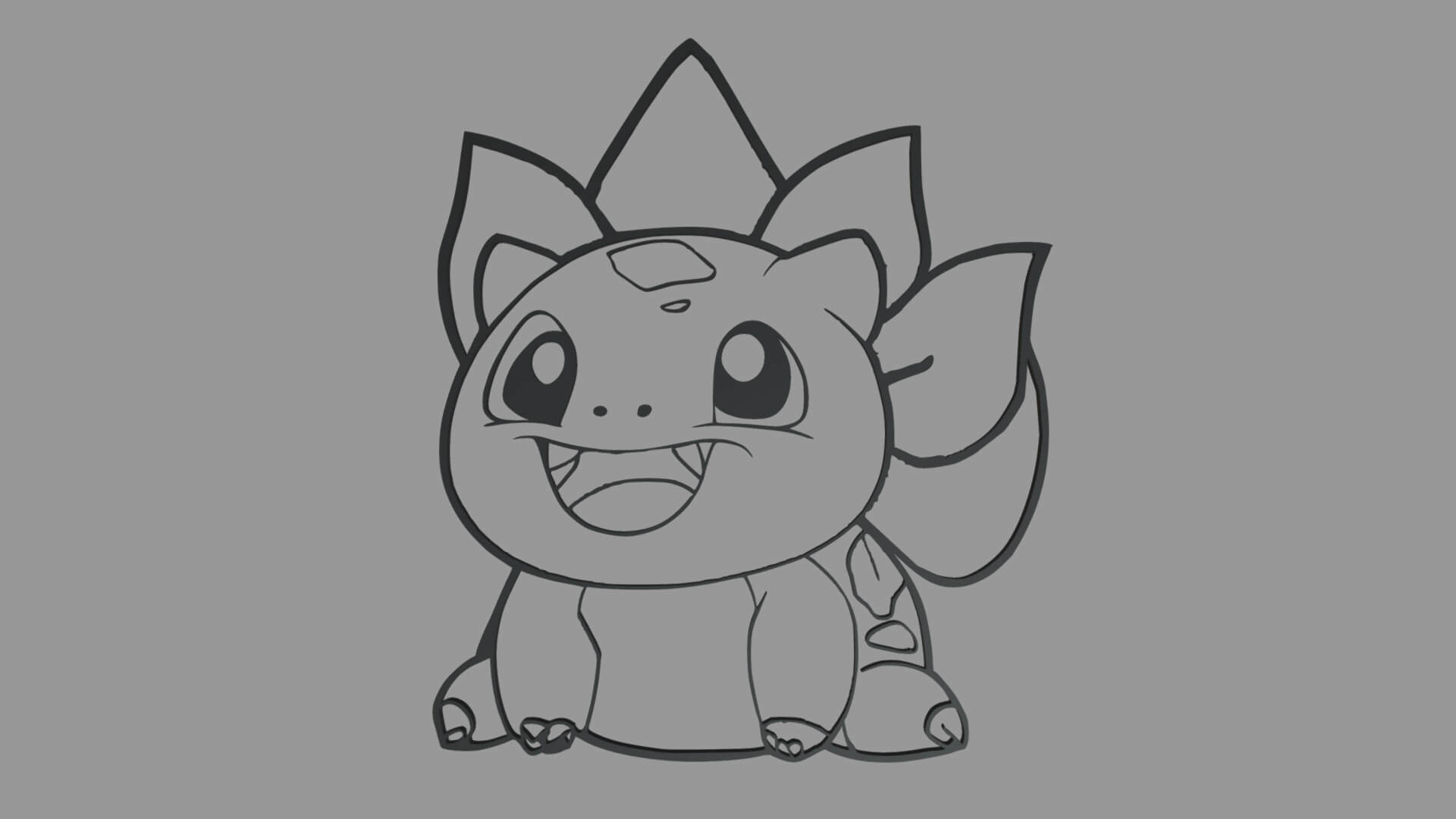 Bulbasaur Wall Silhouette 01 - 3D Model by ViperJr3D