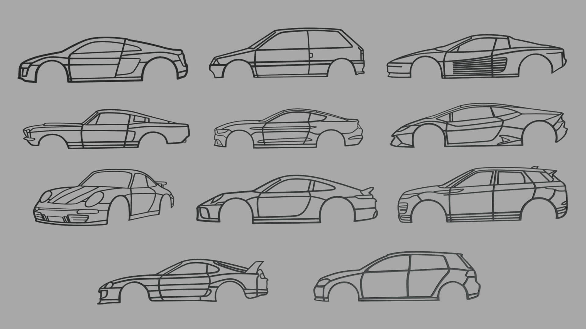 Car Silhouettes Pack 01 - 3D Model by ViperJr3D