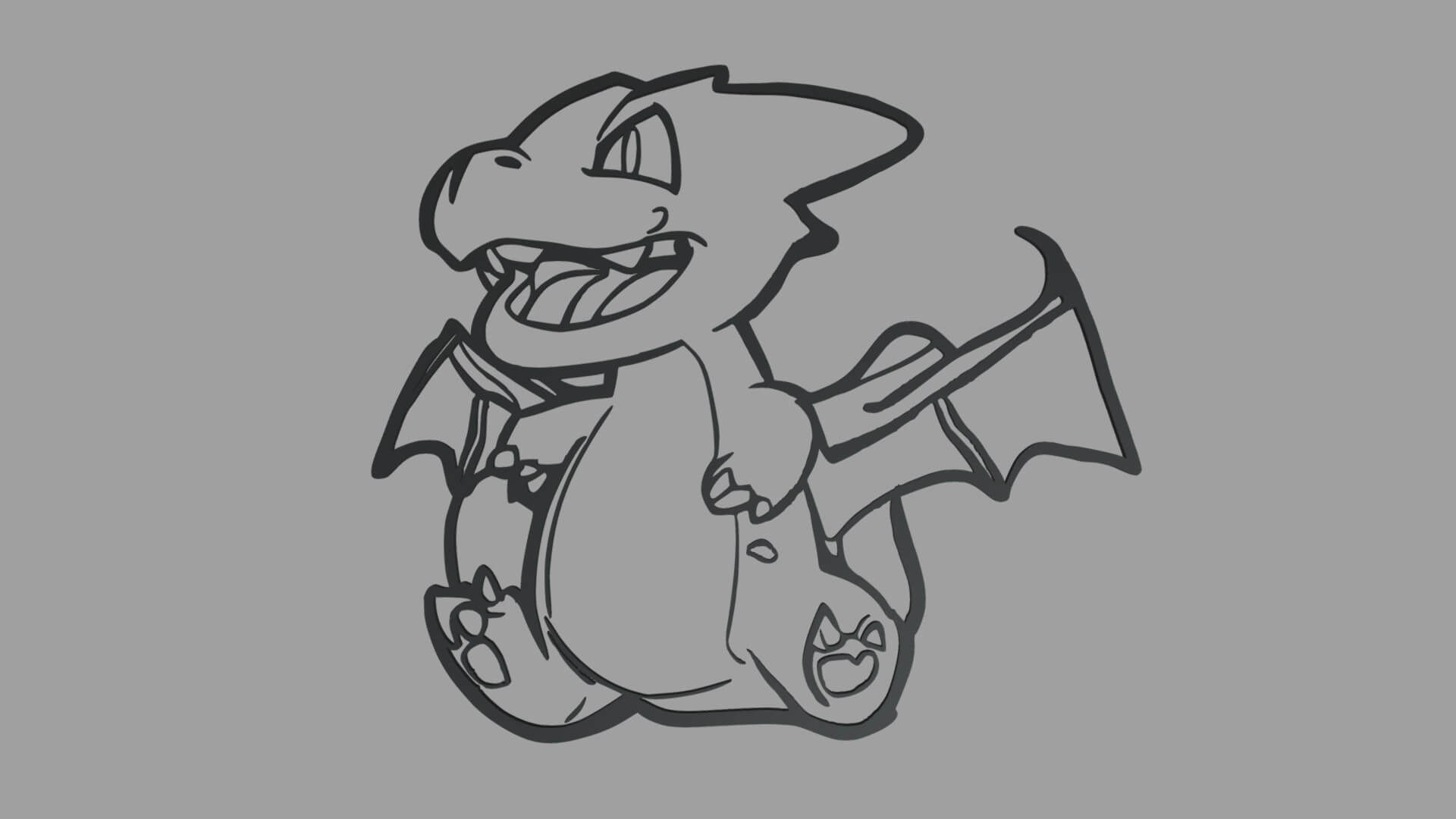 Charizard Wall Silhouette 01 - 3D Print Model by ViperJr3D
