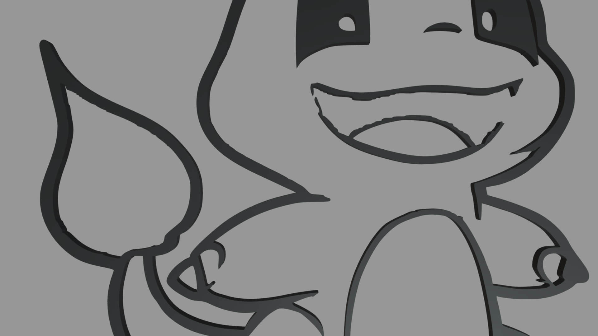 Charmander Wall Silhouette 01 - 3D Print Model by ViperJr3D