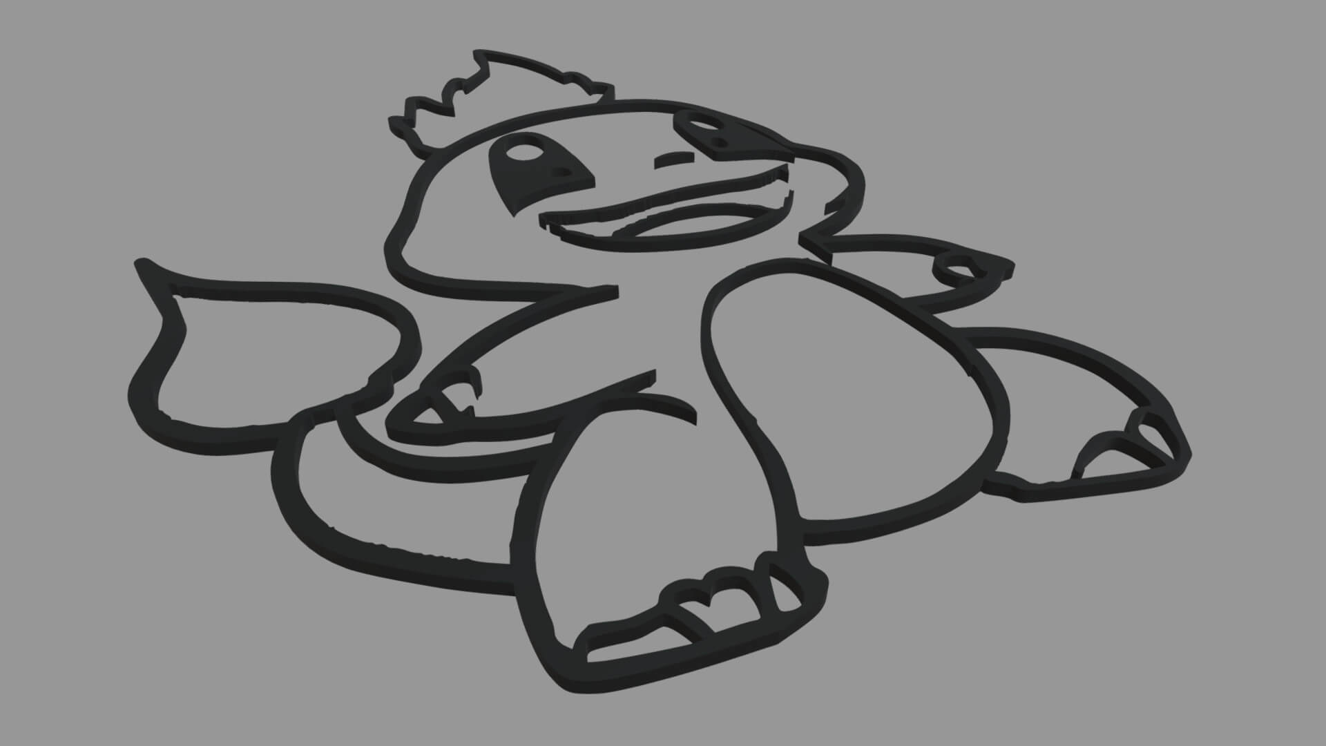 Charmander Wall Silhouette 01 - 3D Print Model by ViperJr3D