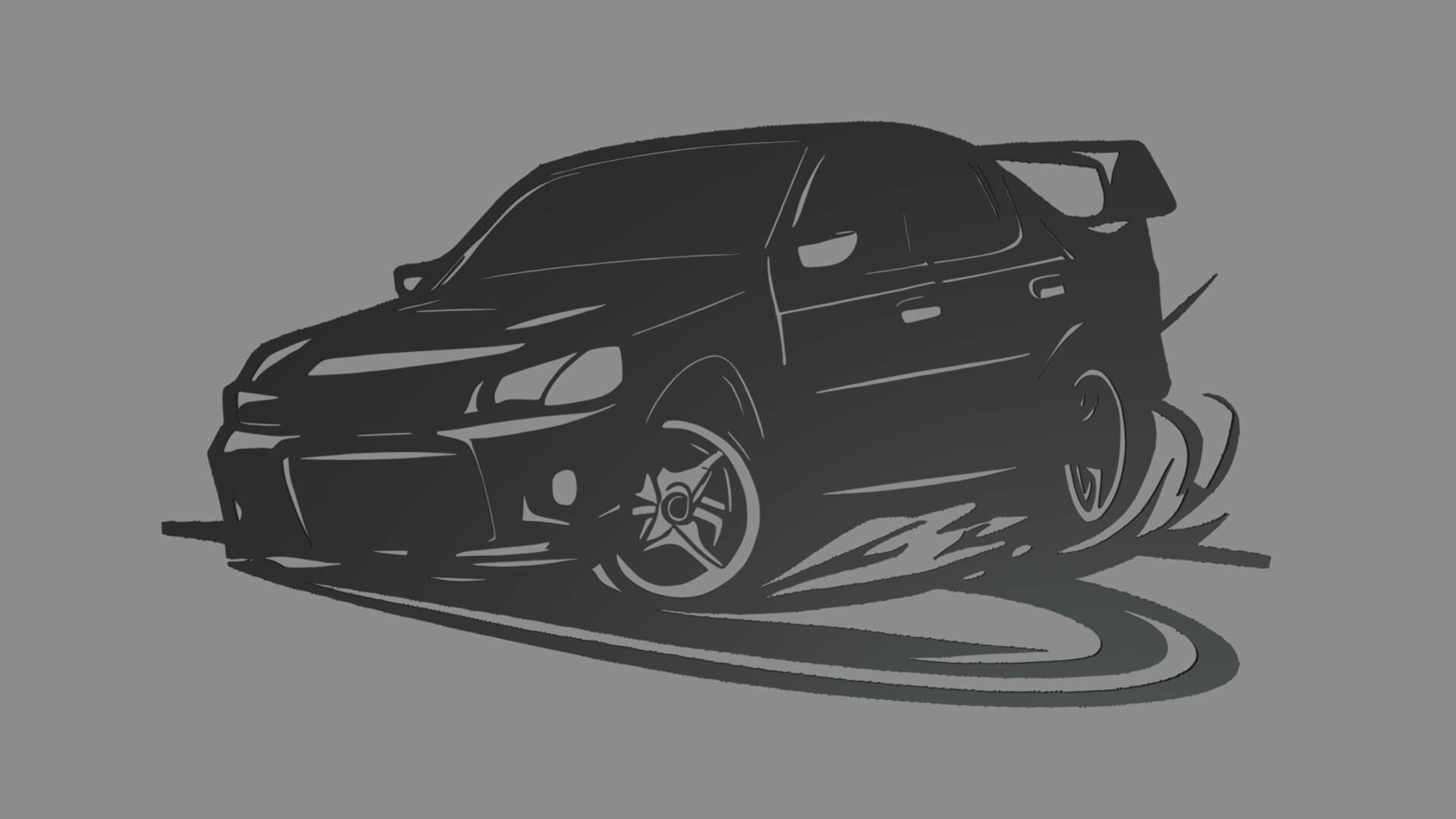 Drifting Car 01 Wall Silhouette - 3D Model by ViperJr3D