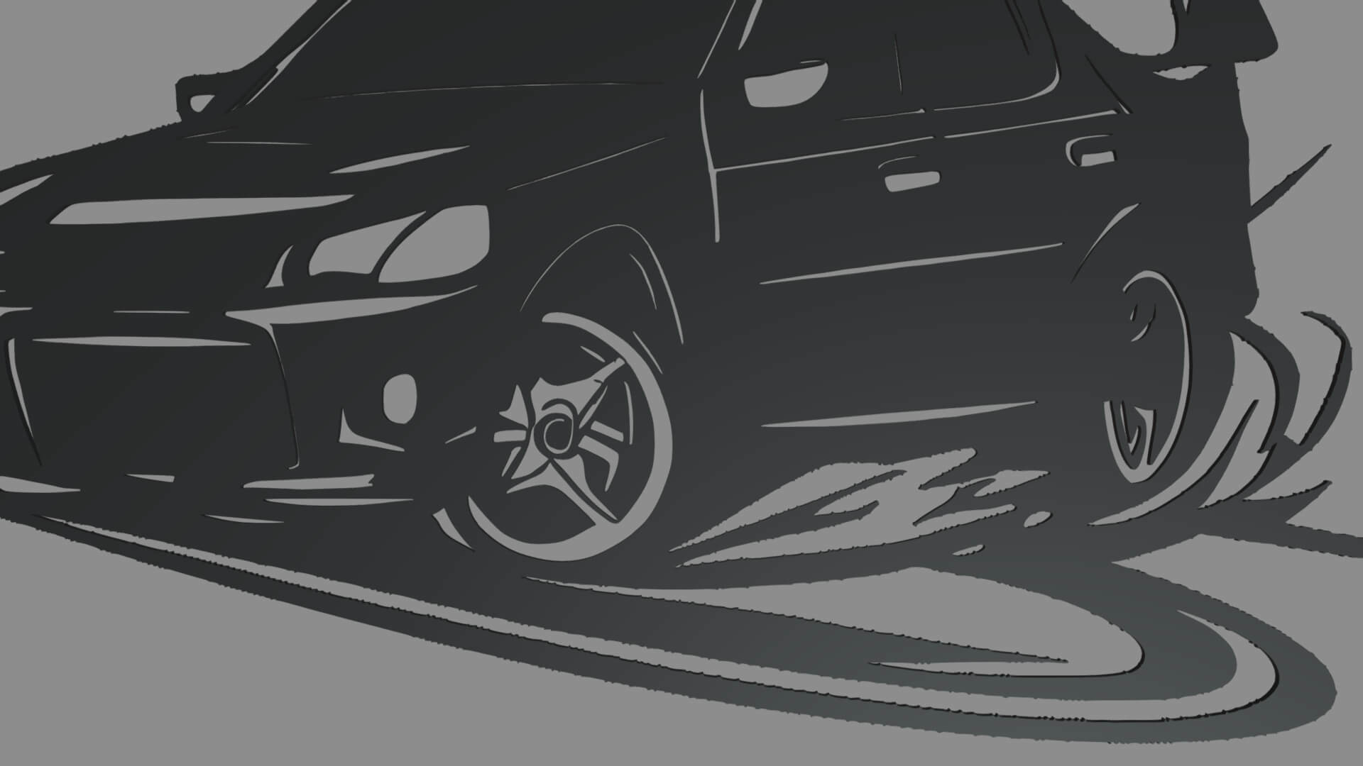 Drifting Car 01 Wall Silhouette - 3D Model by ViperJr3D