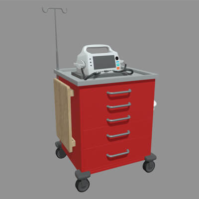 Emergency Cart with Defibrillator - 3D Model by ViperJr3D